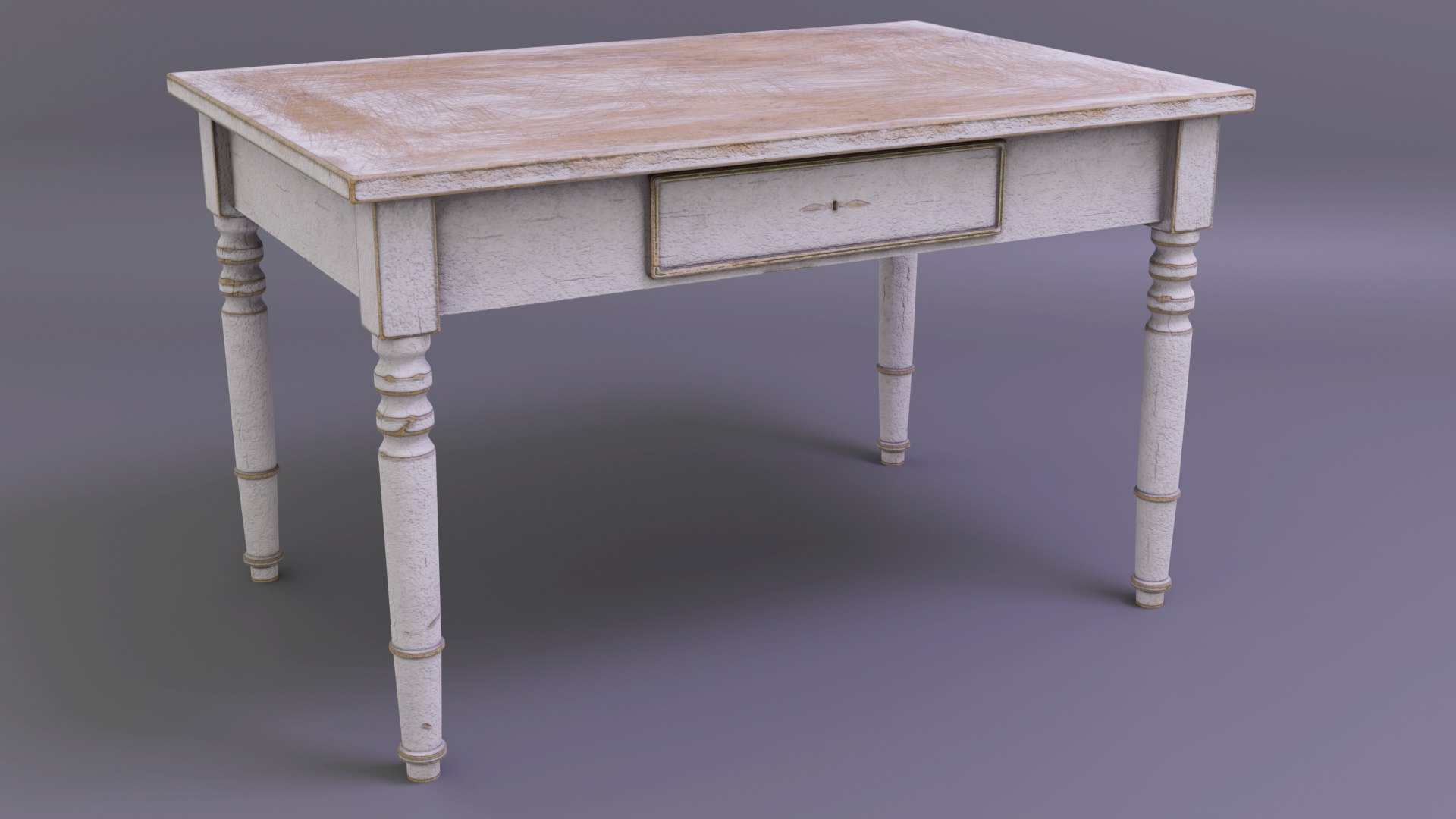 3D Old White Table - TurboSquid 2016054