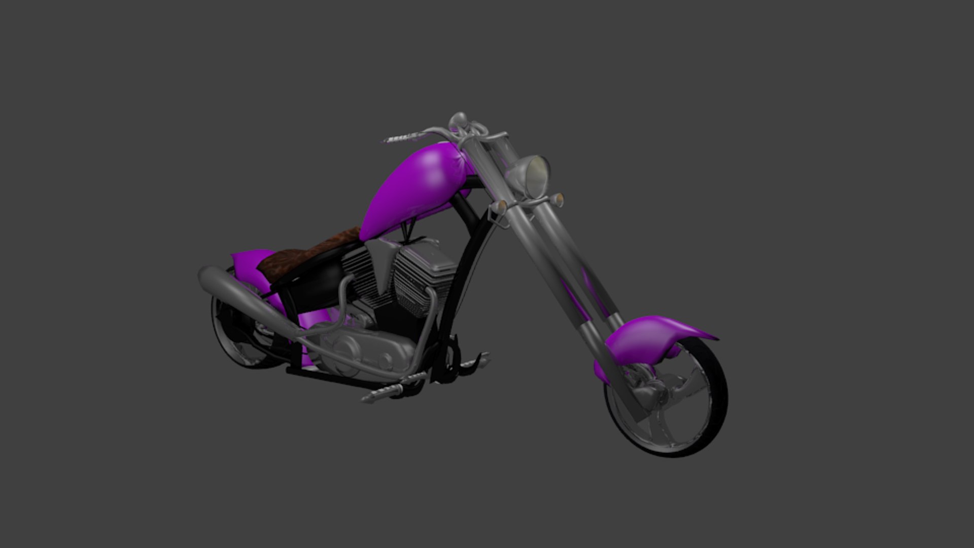 3d purple chopper motorcycle model