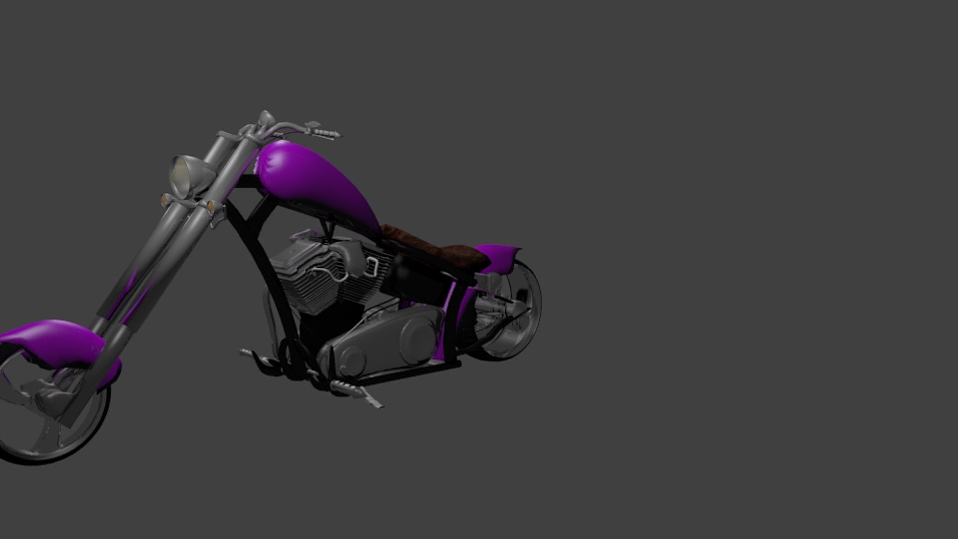 3d purple chopper motorcycle model
