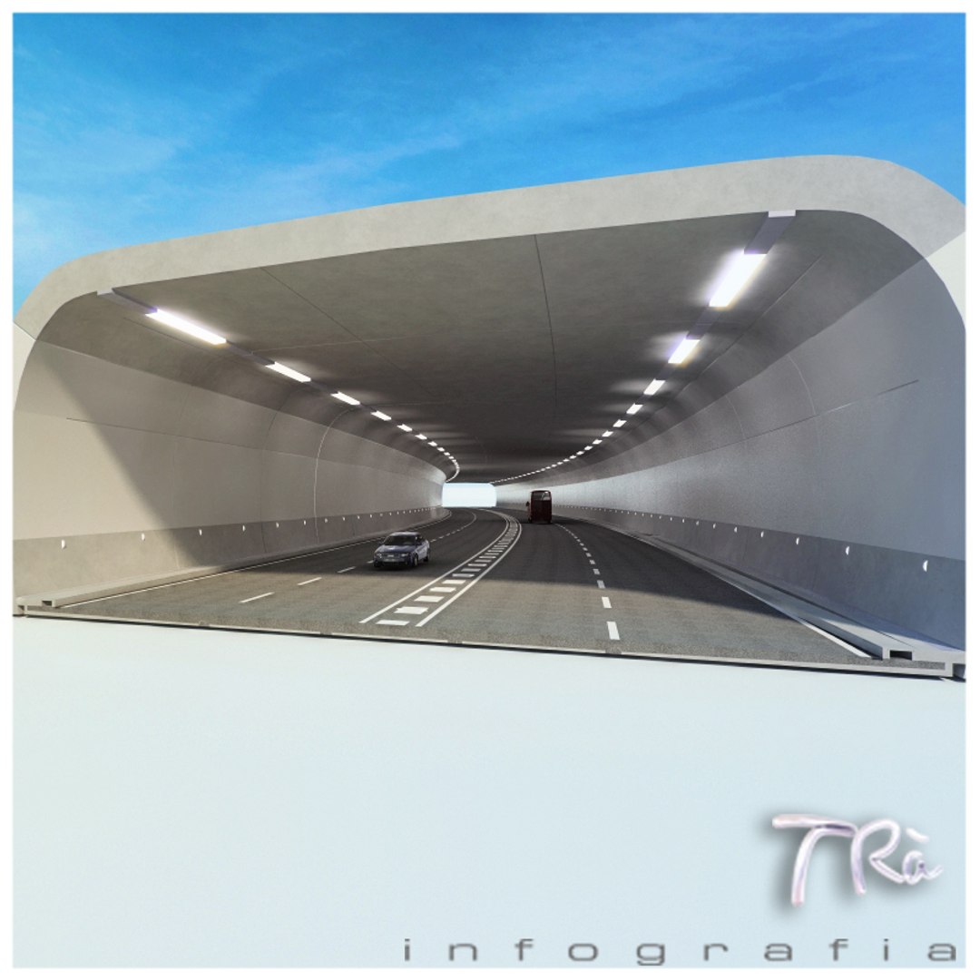 highway tunnel section 3d model