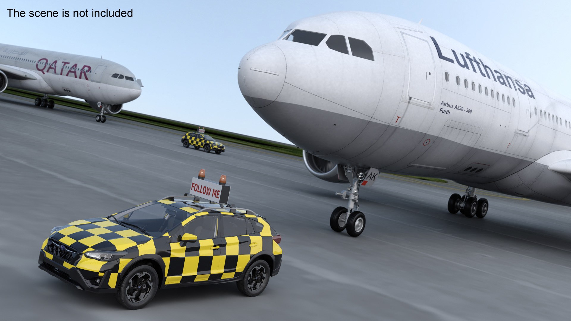 Subaru Follow Me Cars Accompanying Charter Flights On The Runway 3D ...