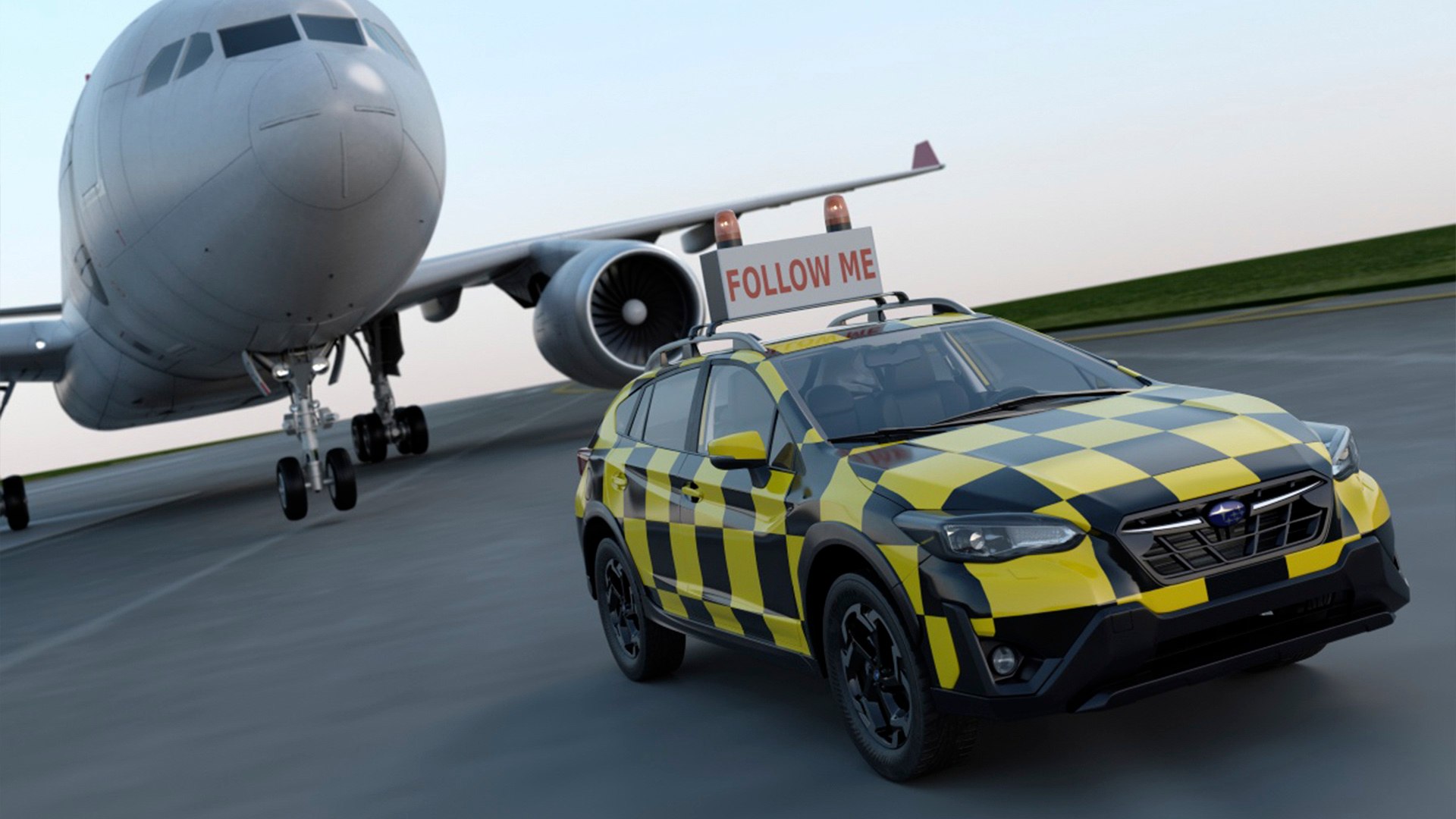 Subaru Follow Me Cars Accompanying Charter Flights On The Runway 3D ...