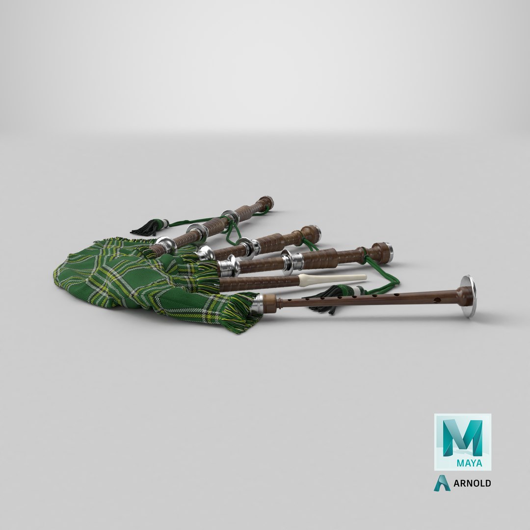 3D Scottish Bagpipes Instrument Green - TurboSquid 2230760
