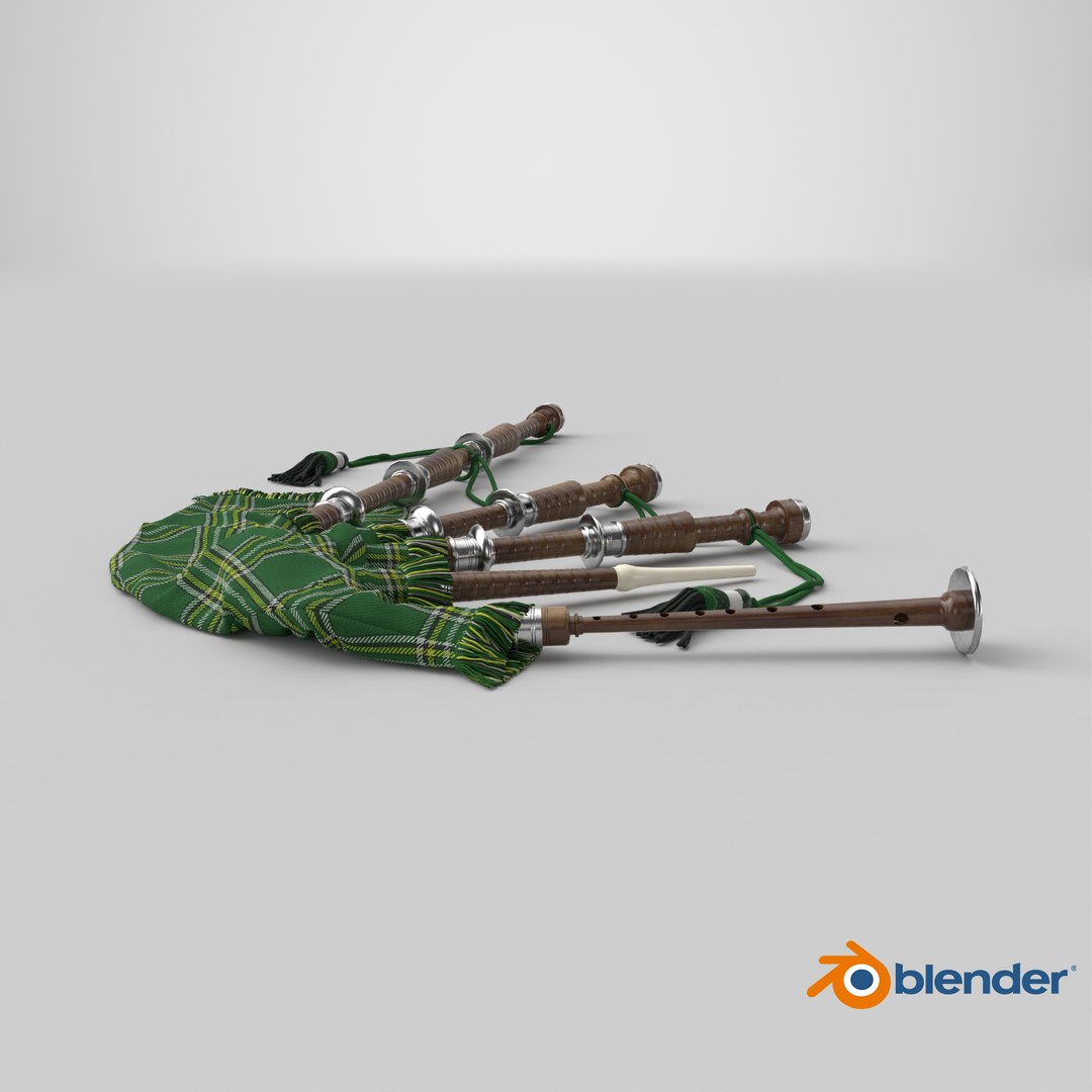 3D Scottish Bagpipes Instrument Green - TurboSquid 2230760