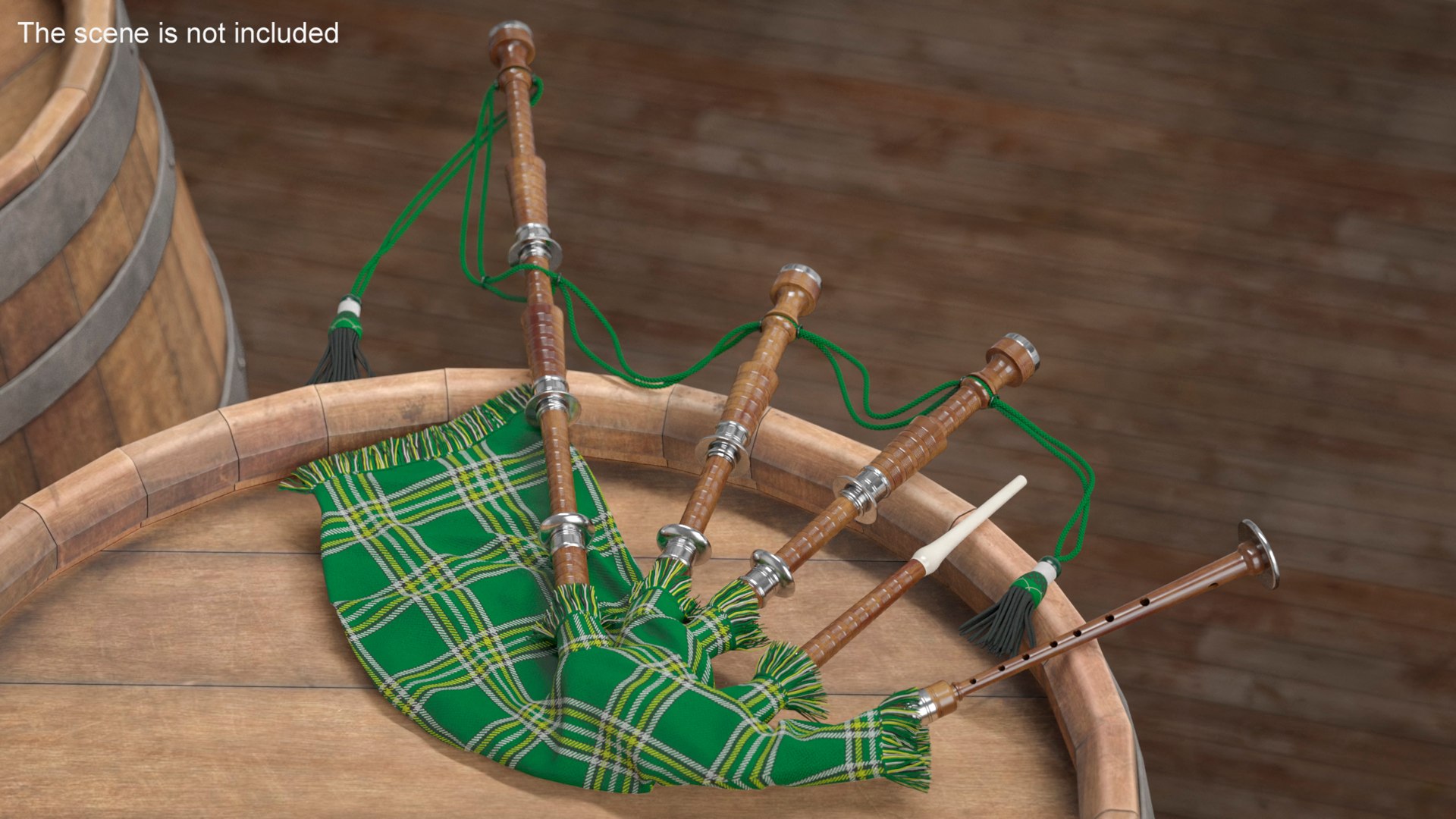 3D Scottish Bagpipes Instrument Green - TurboSquid 2230760