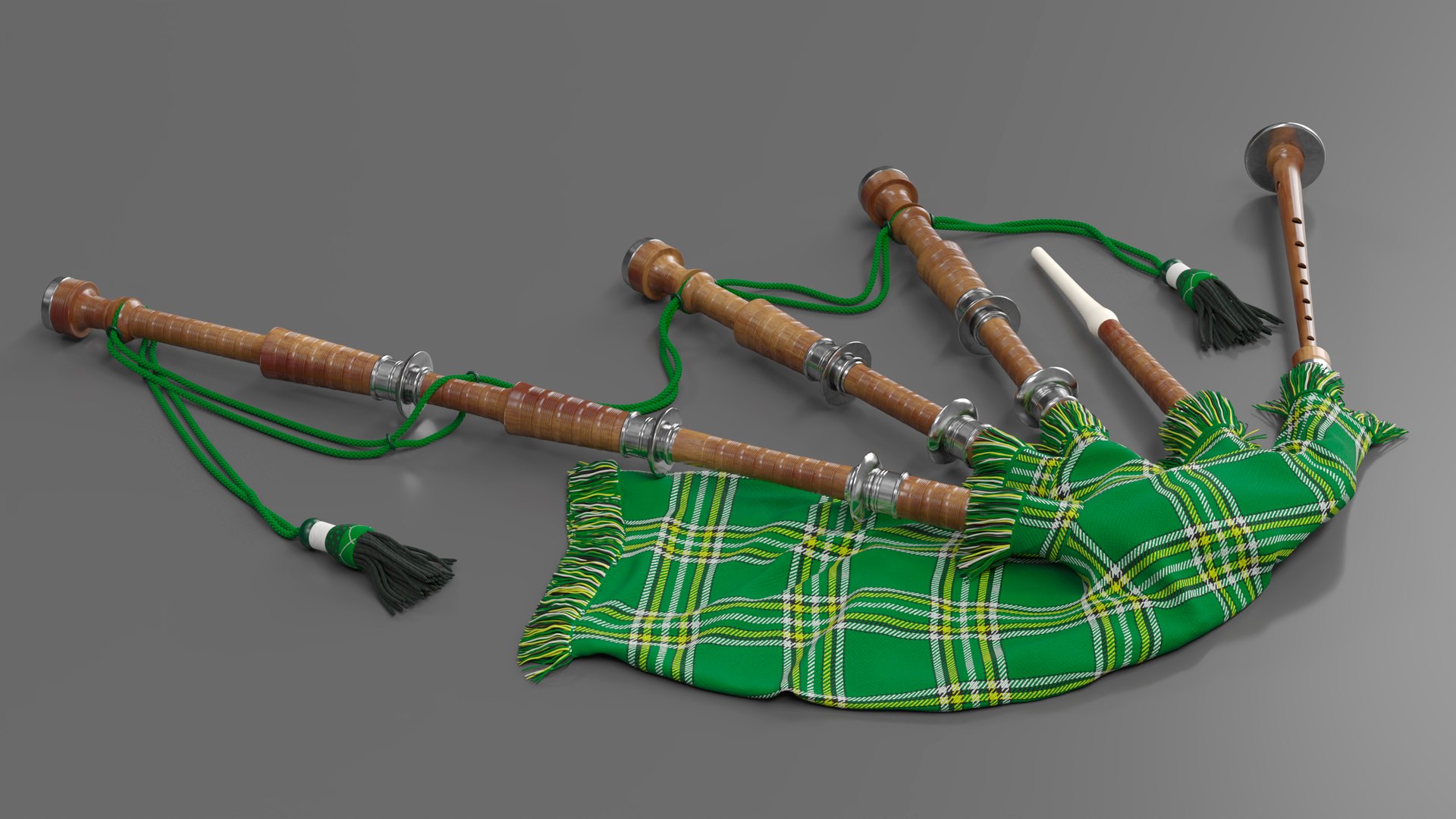 3D Scottish Bagpipes Instrument Green - TurboSquid 2230760