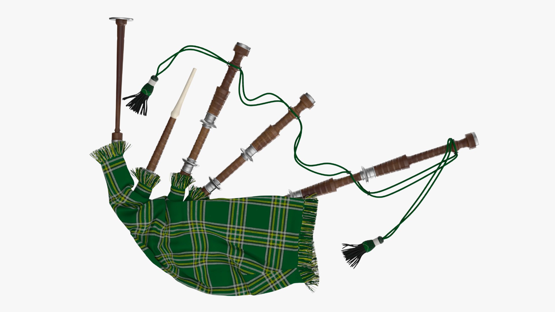 3D Scottish Bagpipes Instrument Green - TurboSquid 2230760