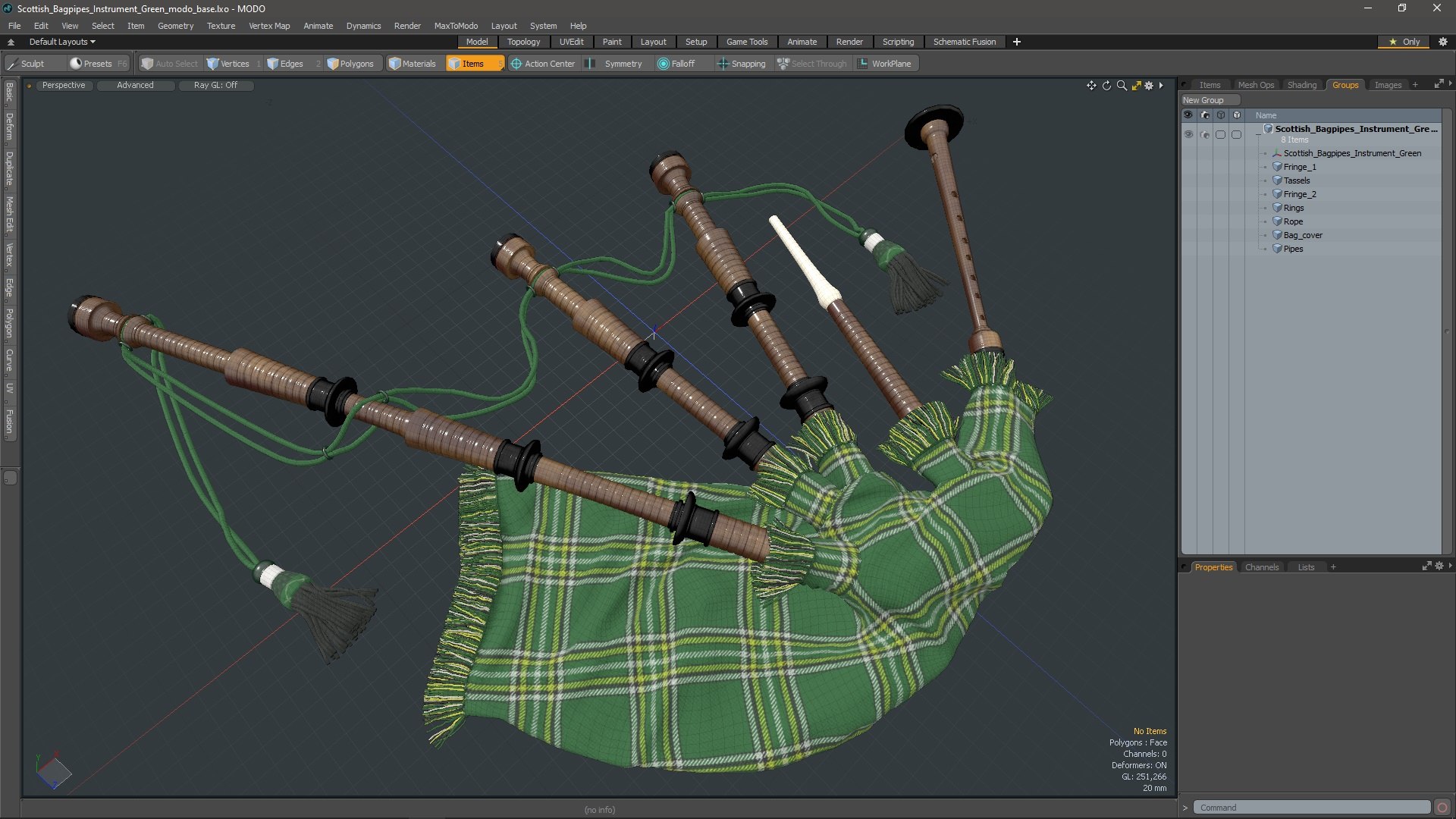 3D Scottish Bagpipes Instrument Green - TurboSquid 2230760