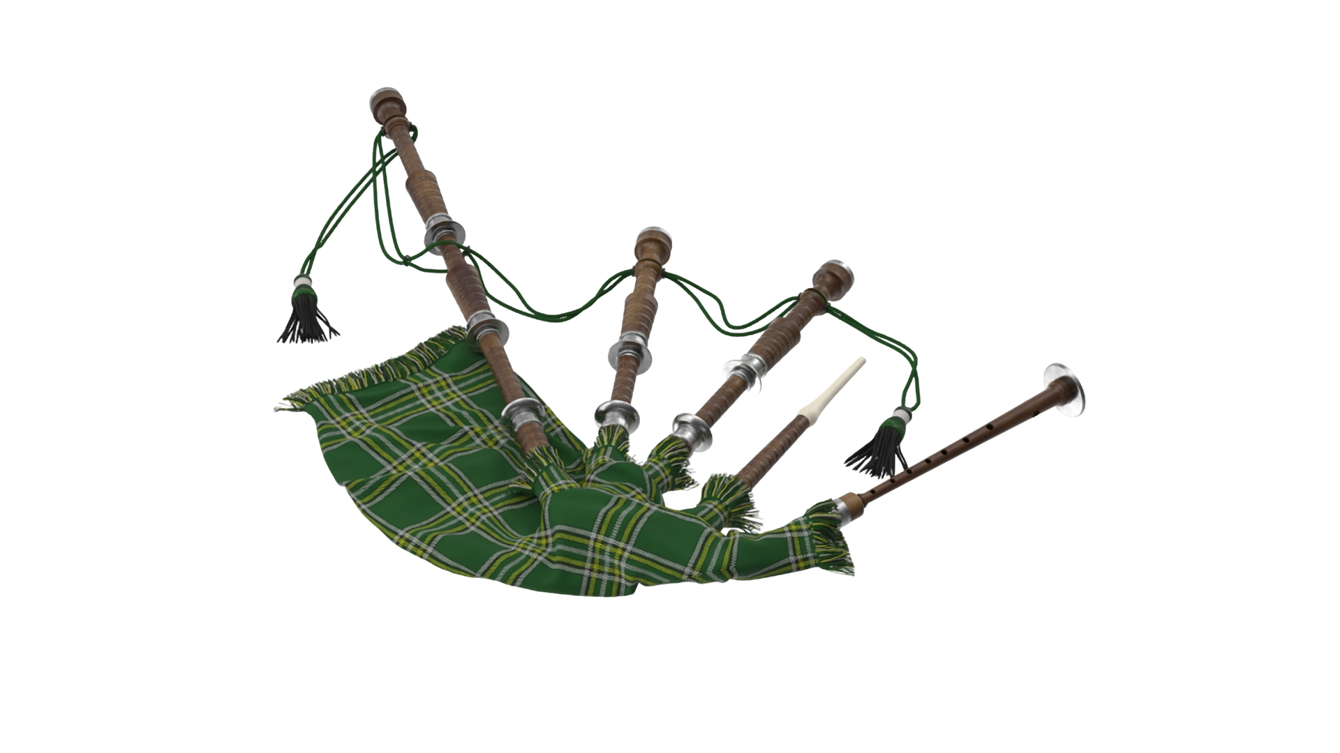 3D Scottish Bagpipes Instrument Green - TurboSquid 2230760