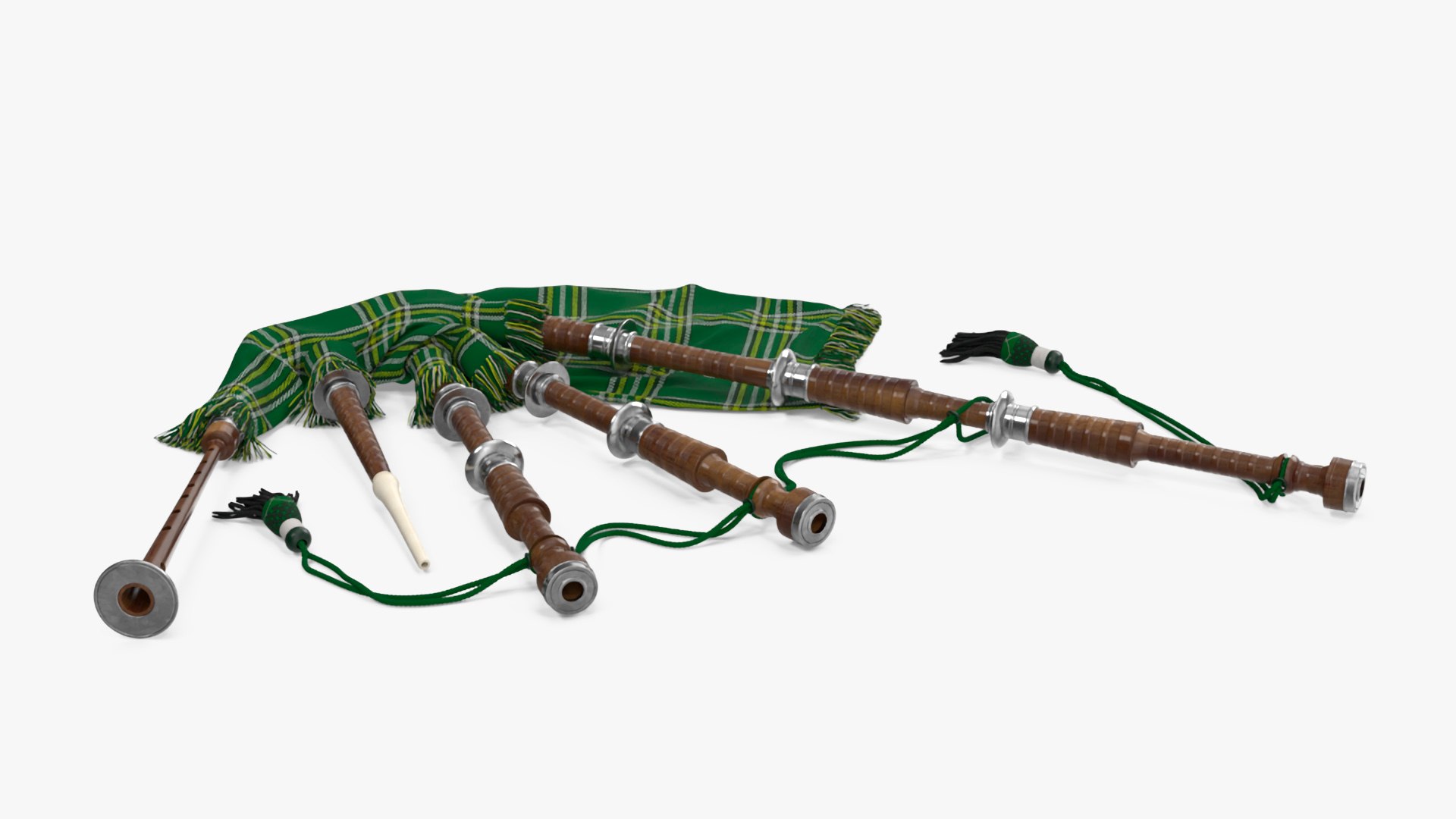 3D Scottish Bagpipes Instrument Green - TurboSquid 2230760