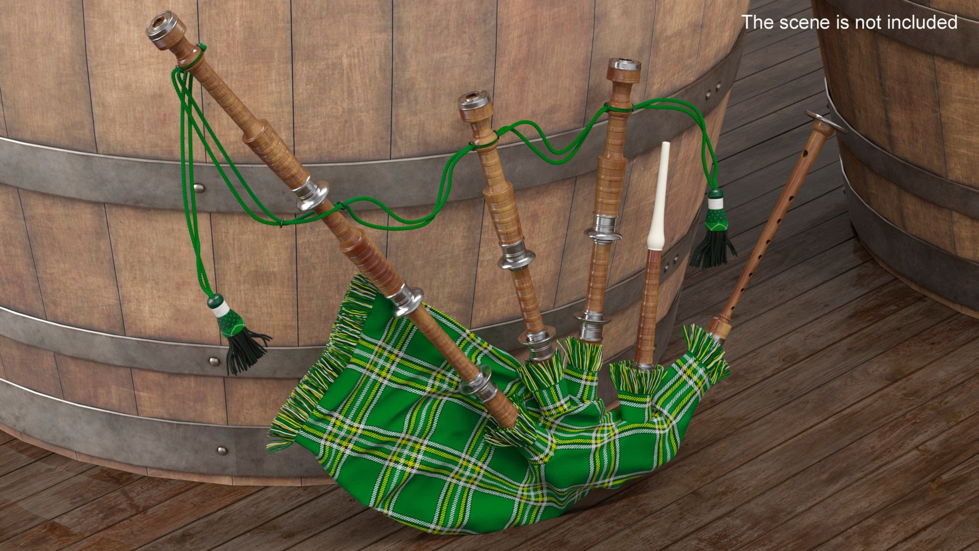 3D Scottish Bagpipes Instrument Green - TurboSquid 2230760