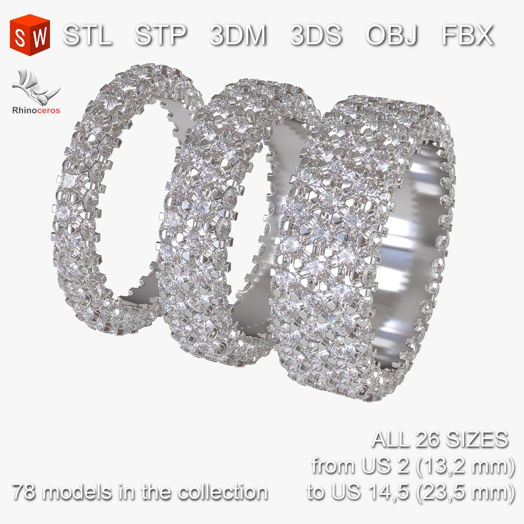 Infinity Diamond Rings Pack 3D Print Model 3D Model - TurboSquid 1737419