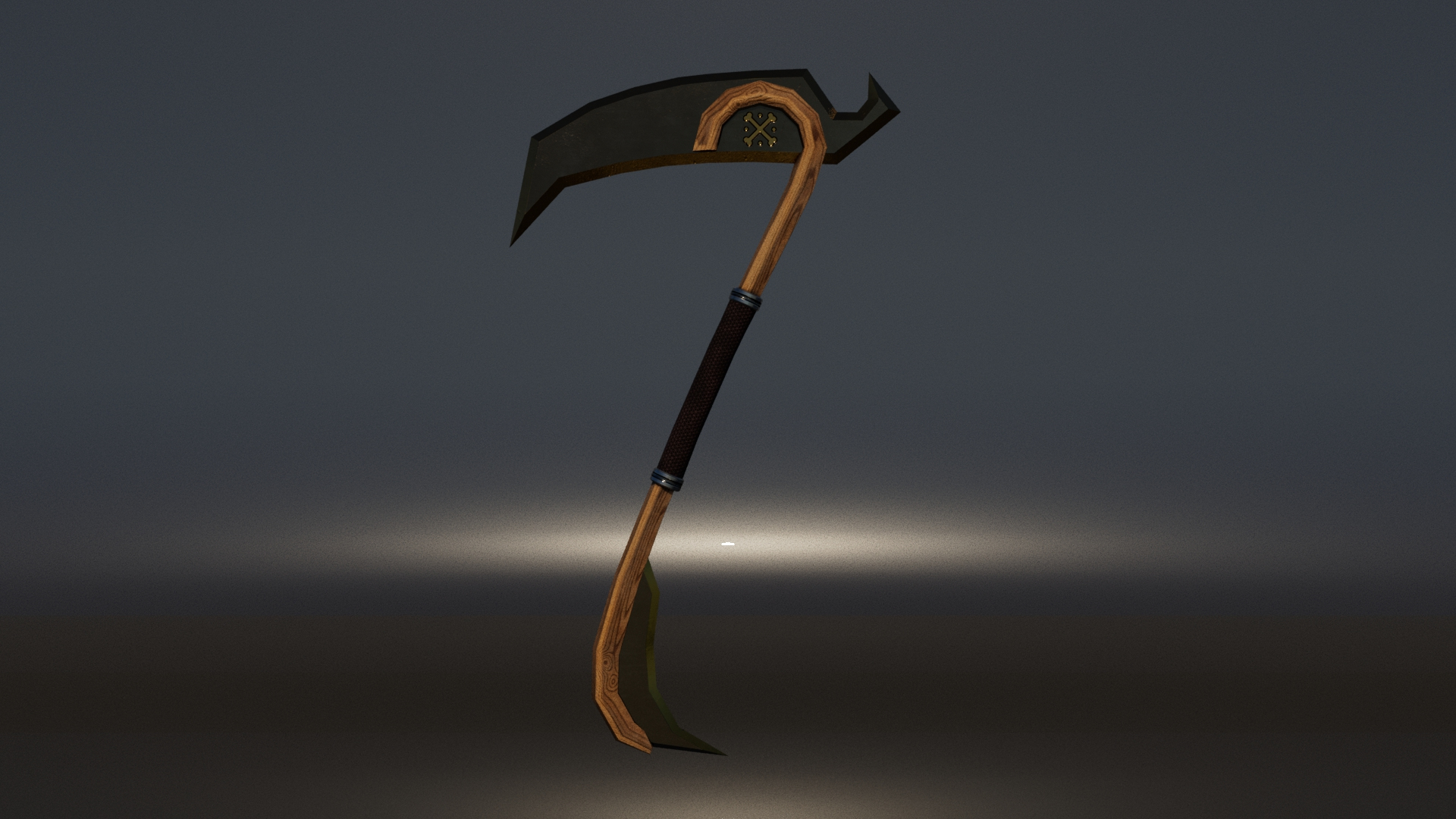 3D Model Game Ready Low Poly Gold Edged Scythe - TurboSquid 1851299