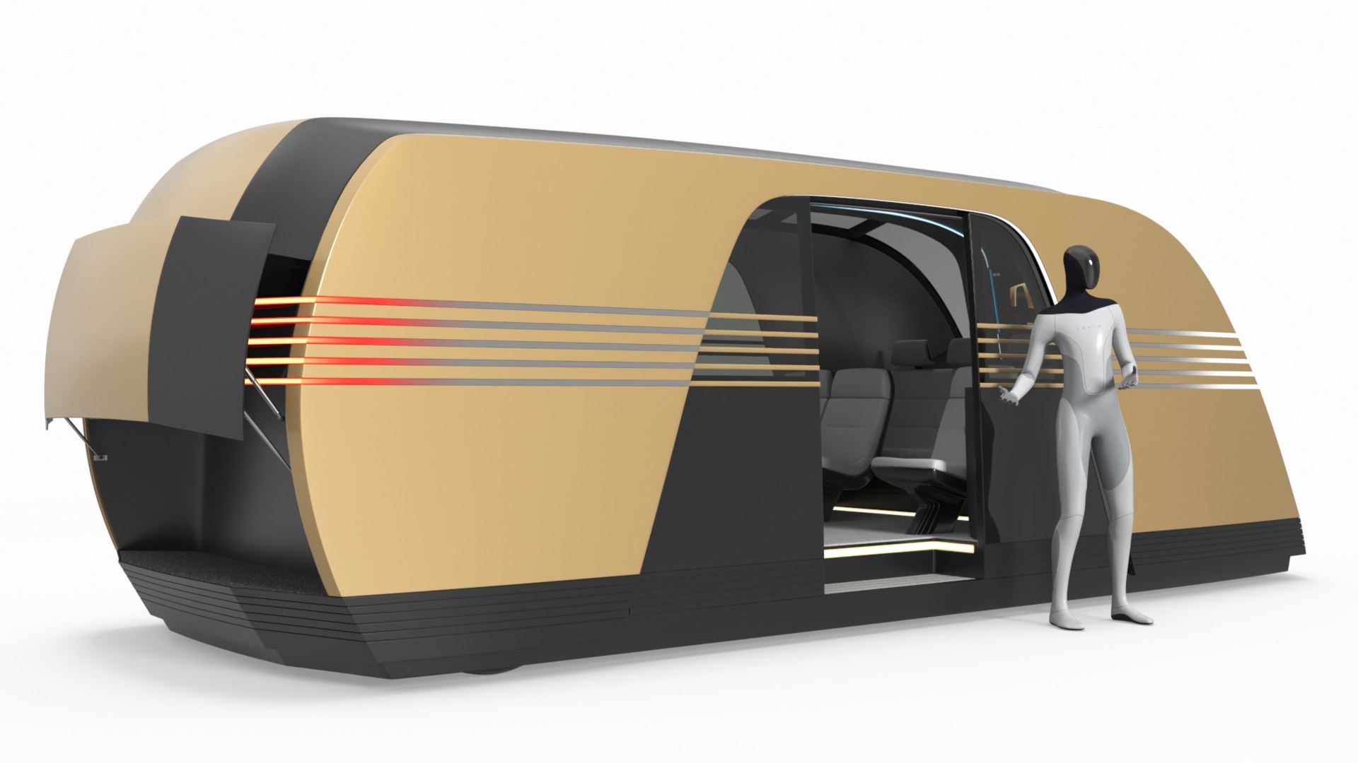 3D Tesla Robovan With Tesla Bot Rigged For Cinema 4D - TurboSquid 2352063