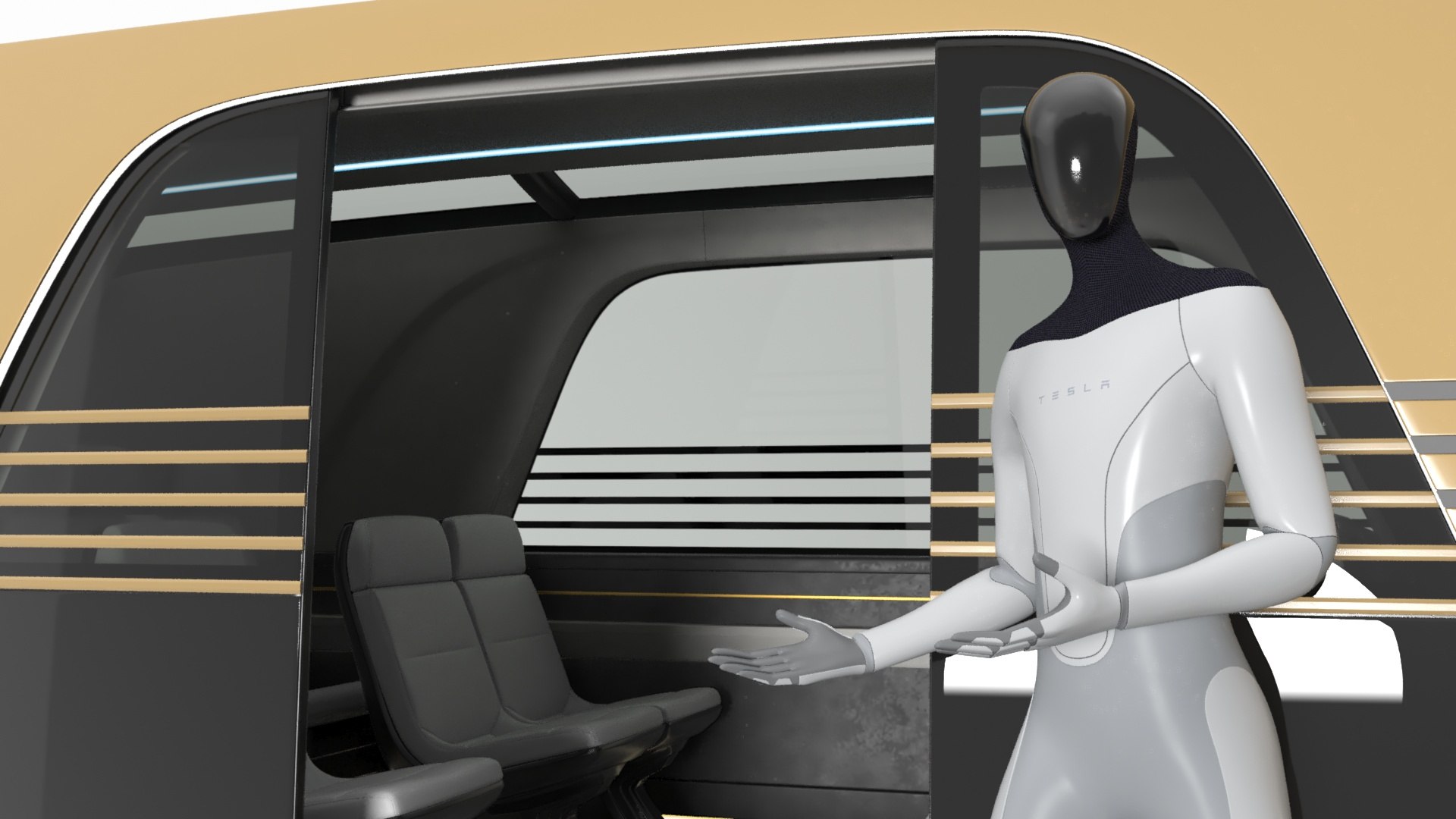 3D Tesla Robovan With Tesla Bot Rigged For Cinema 4D - TurboSquid 2352063