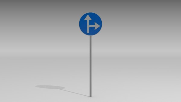 3d model of right straight sign