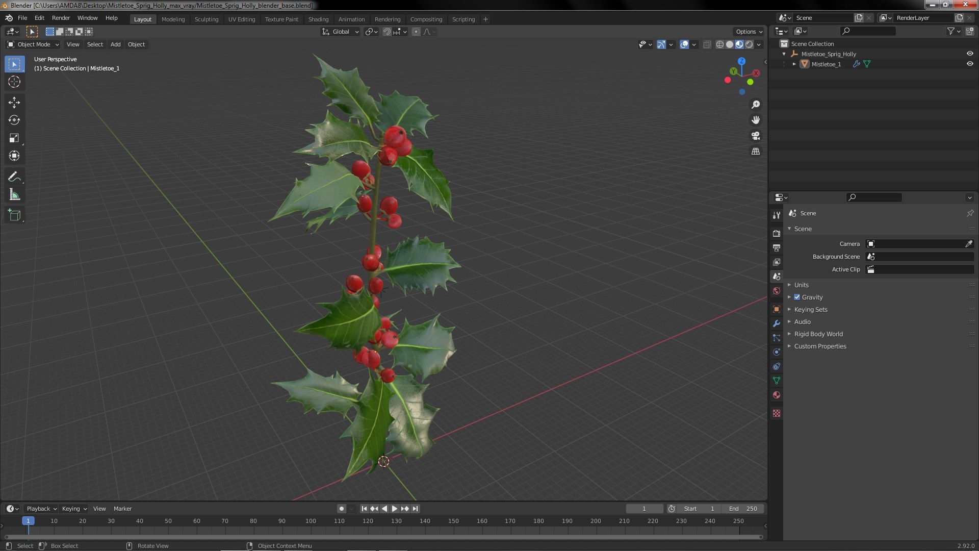 Mistletoe Sprig Holly 3D model - TurboSquid 2075475