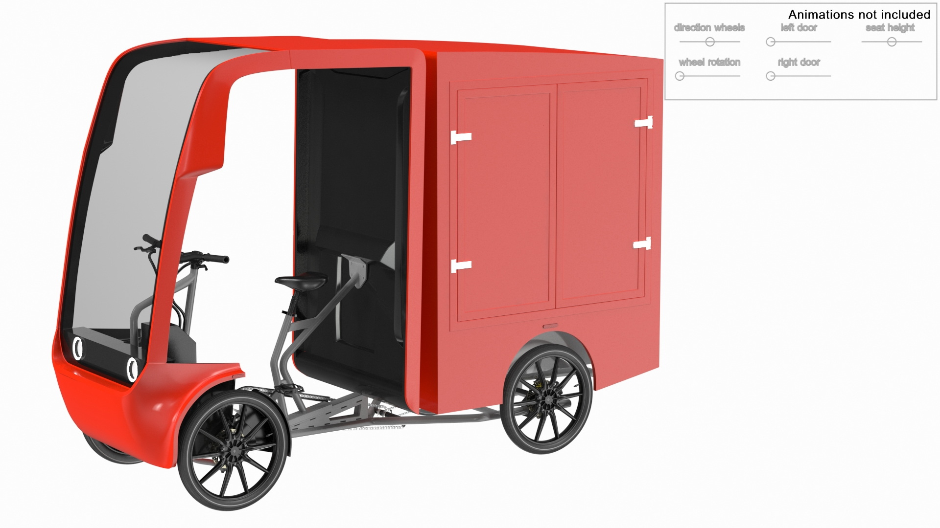 3D Model Electric Delivery Bike Red Rigged - TurboSquid 2192524