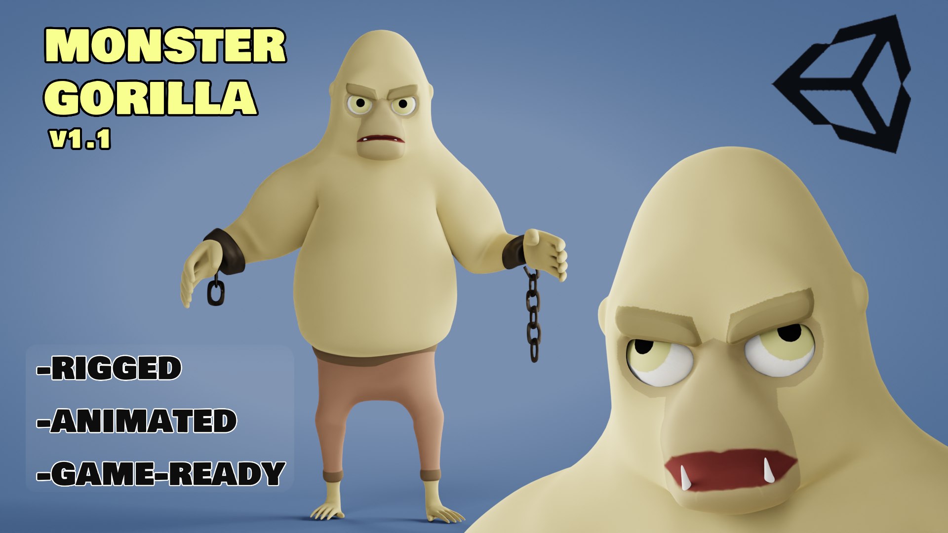 3D Cartoon Monster Gorilla - TurboSquid 2219183