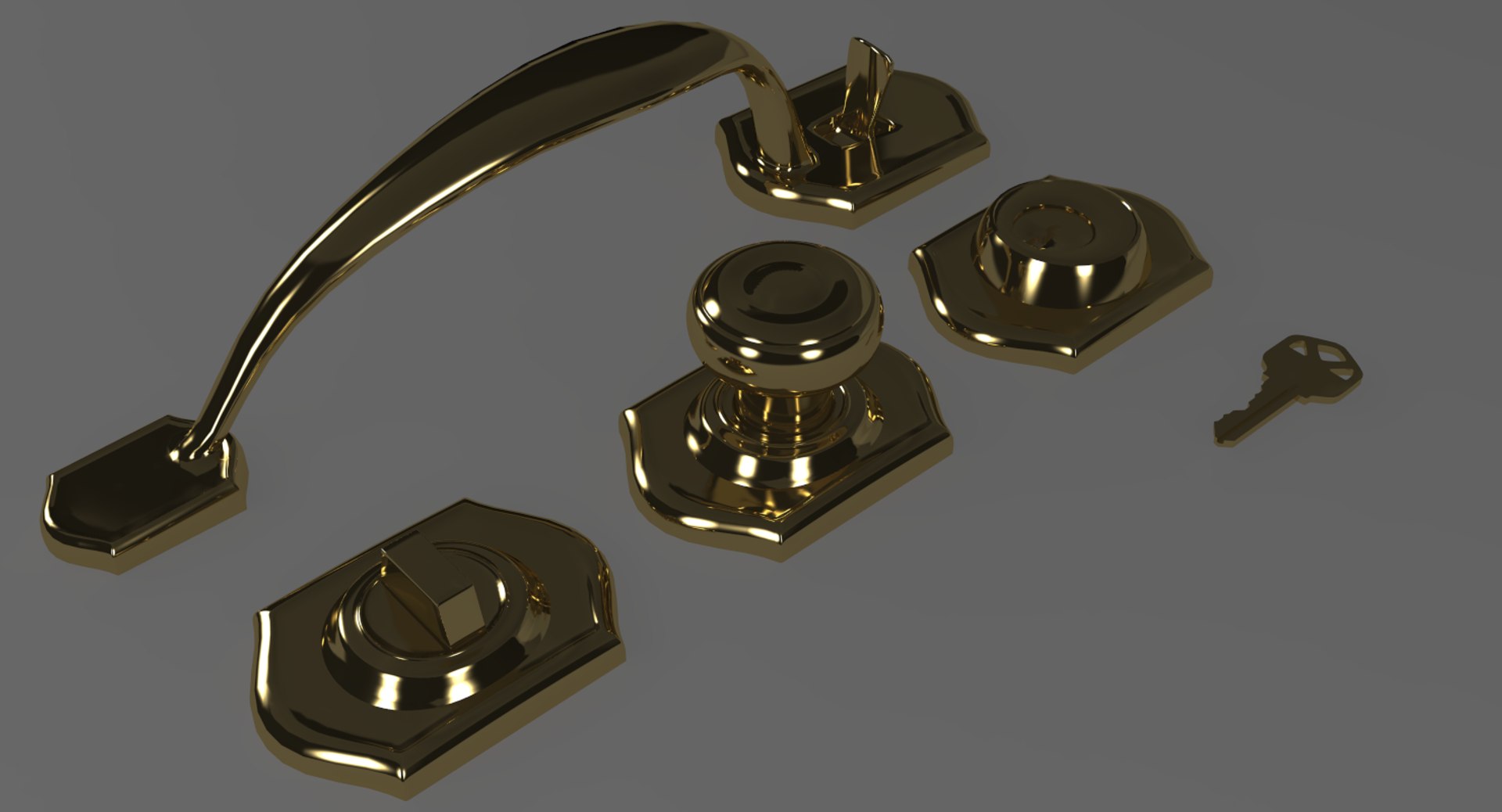 Set Lock Handle Key 3D Model - TurboSquid 1317659