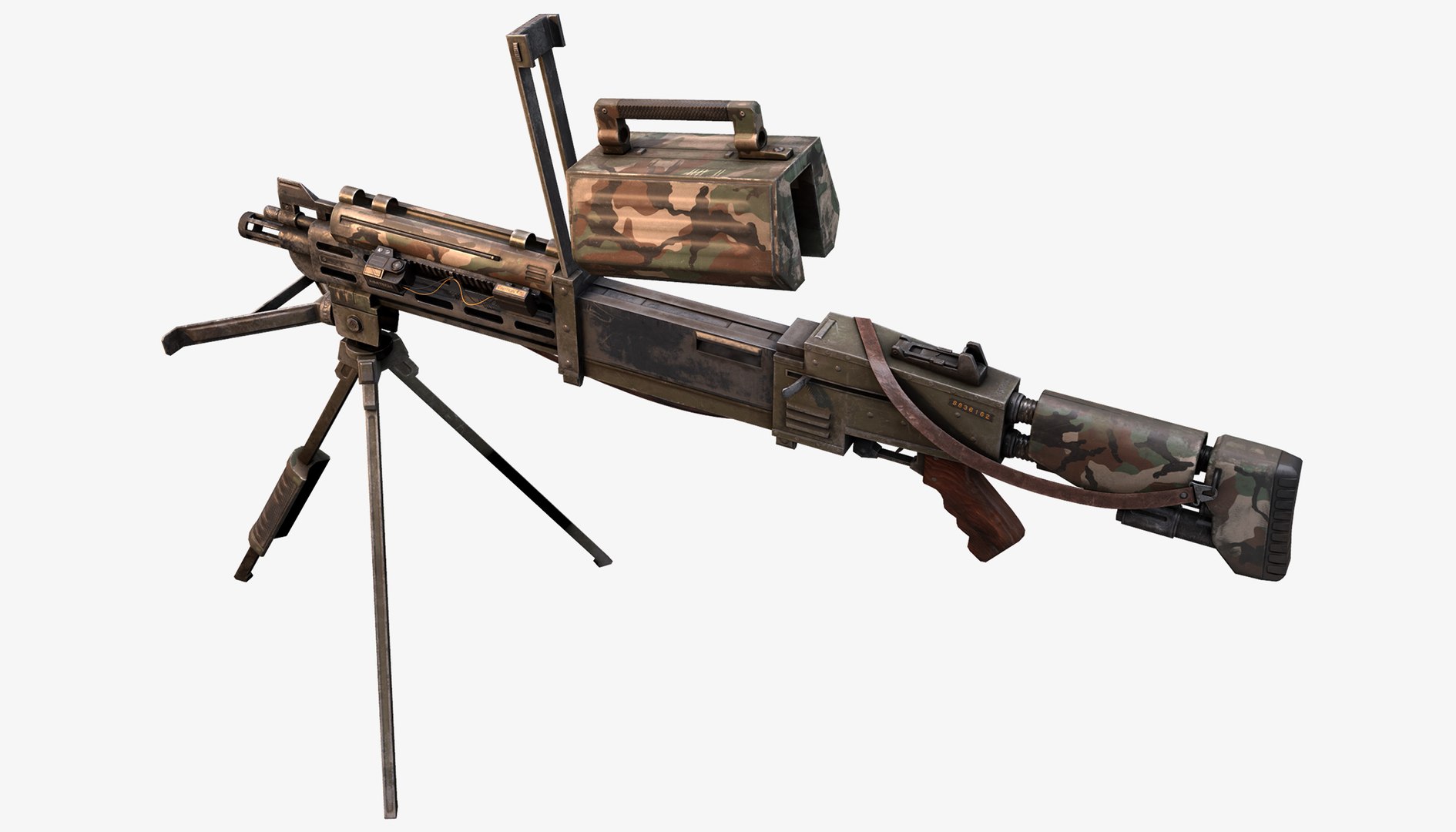 3d model fictional machine gun