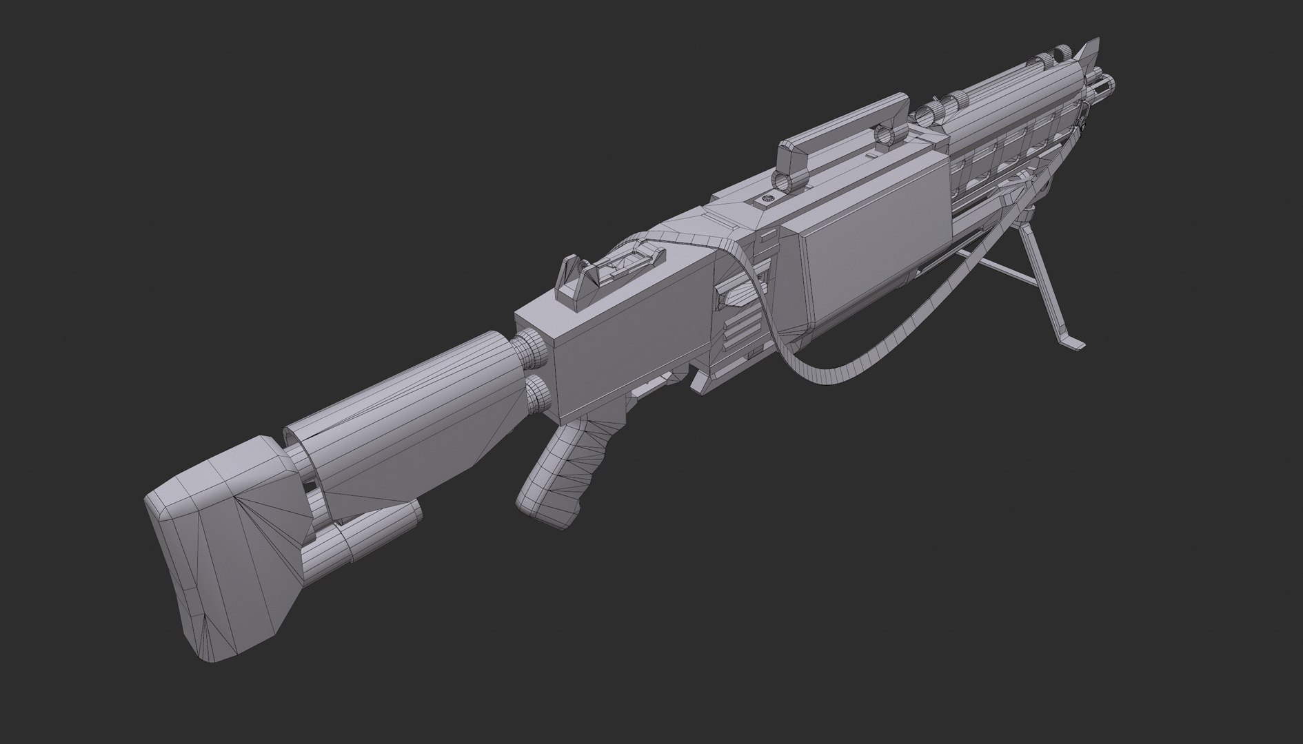 3d model fictional machine gun