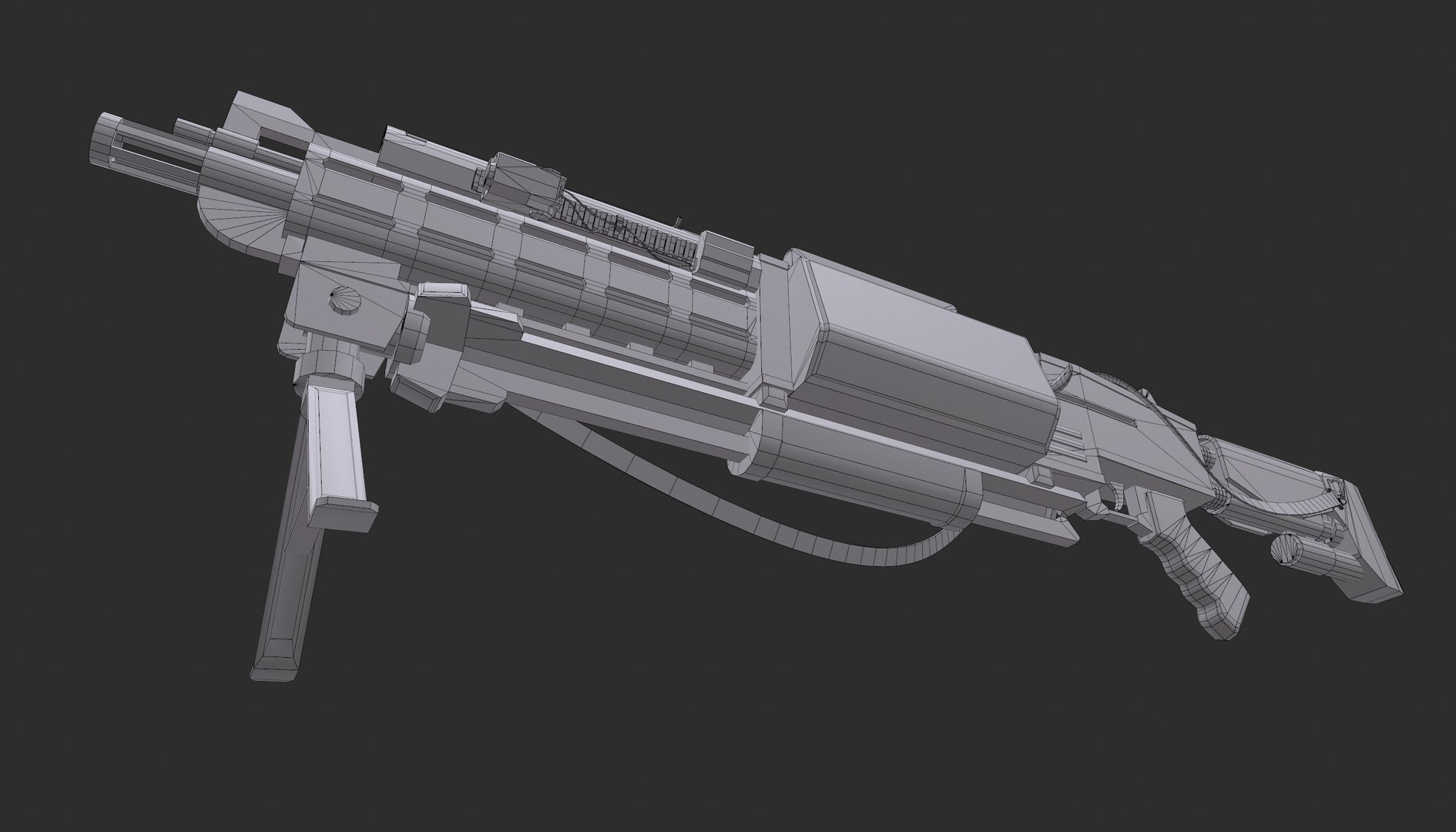 3d model fictional machine gun