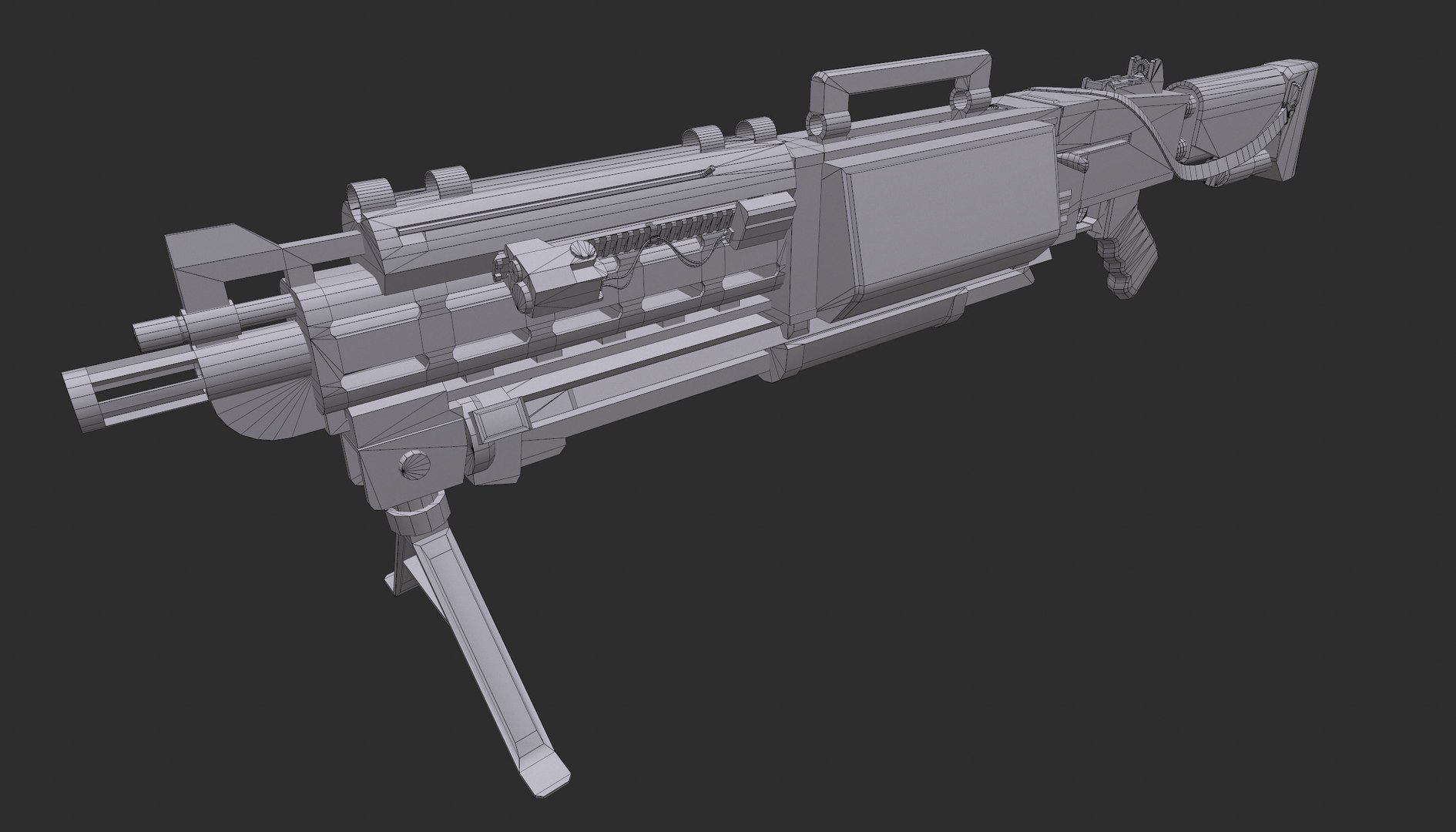 3d model fictional machine gun