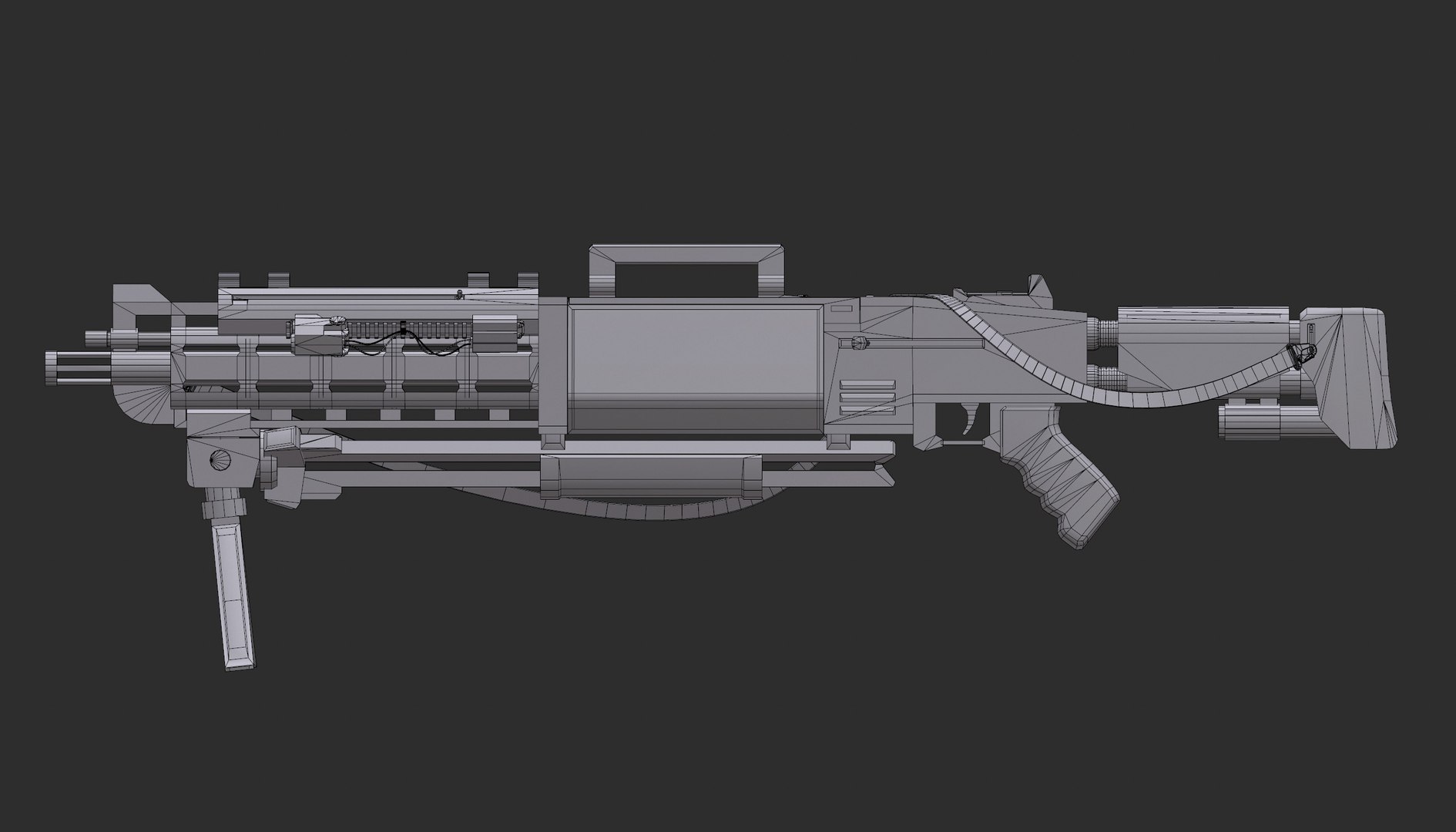 3d model fictional machine gun