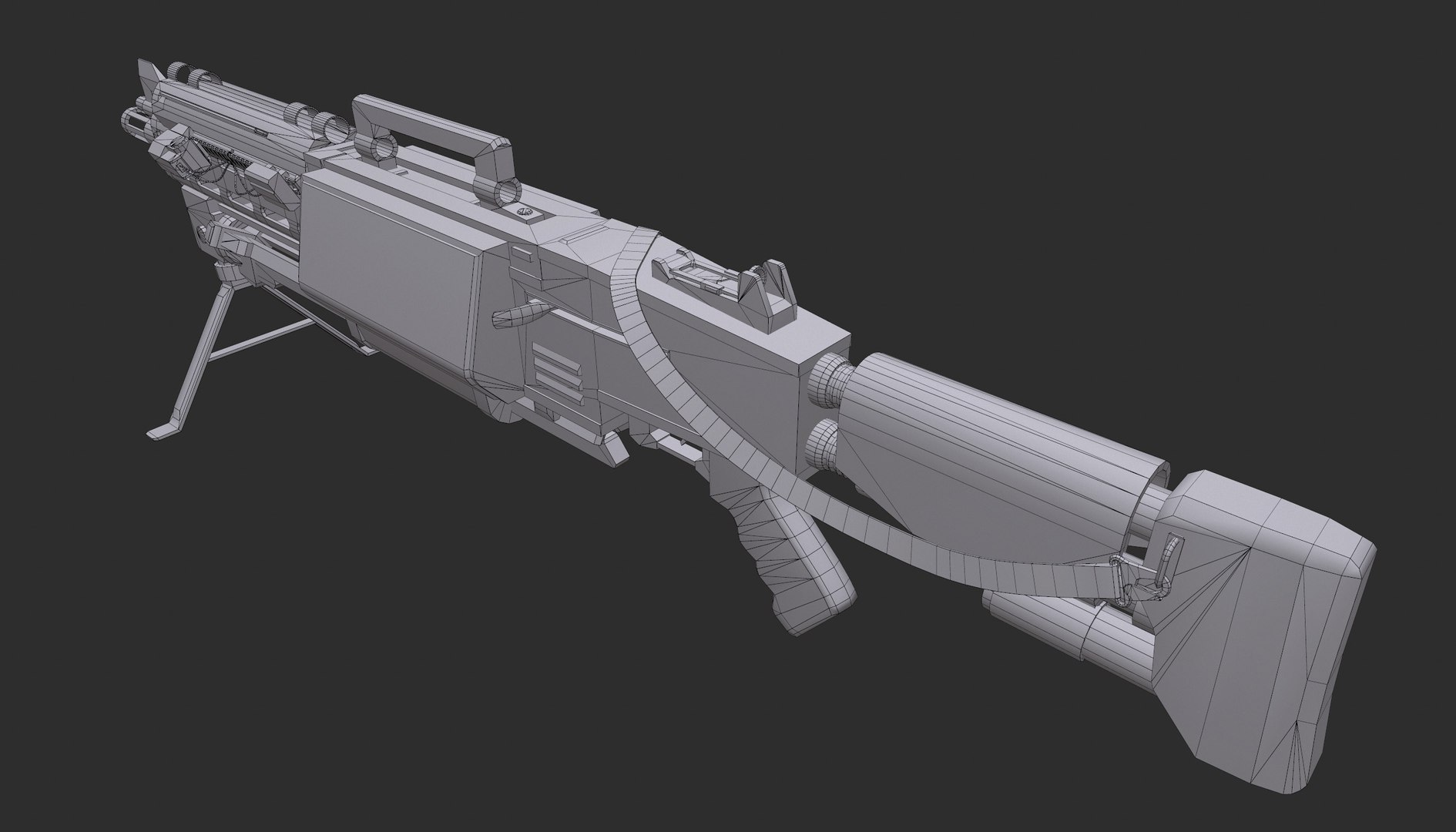 3d model fictional machine gun