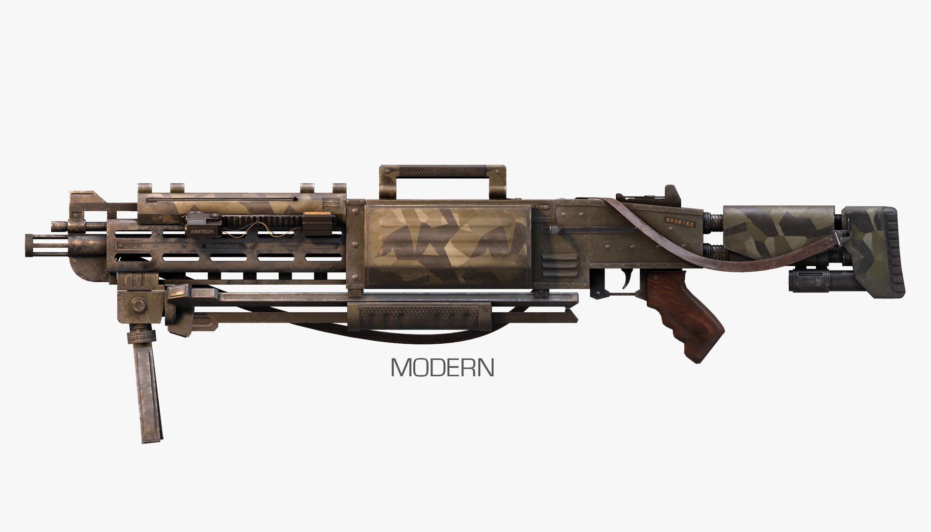 3d model fictional machine gun