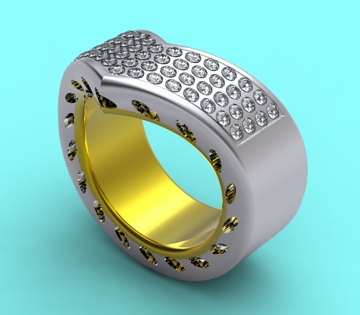 3d designed gold diamonds model