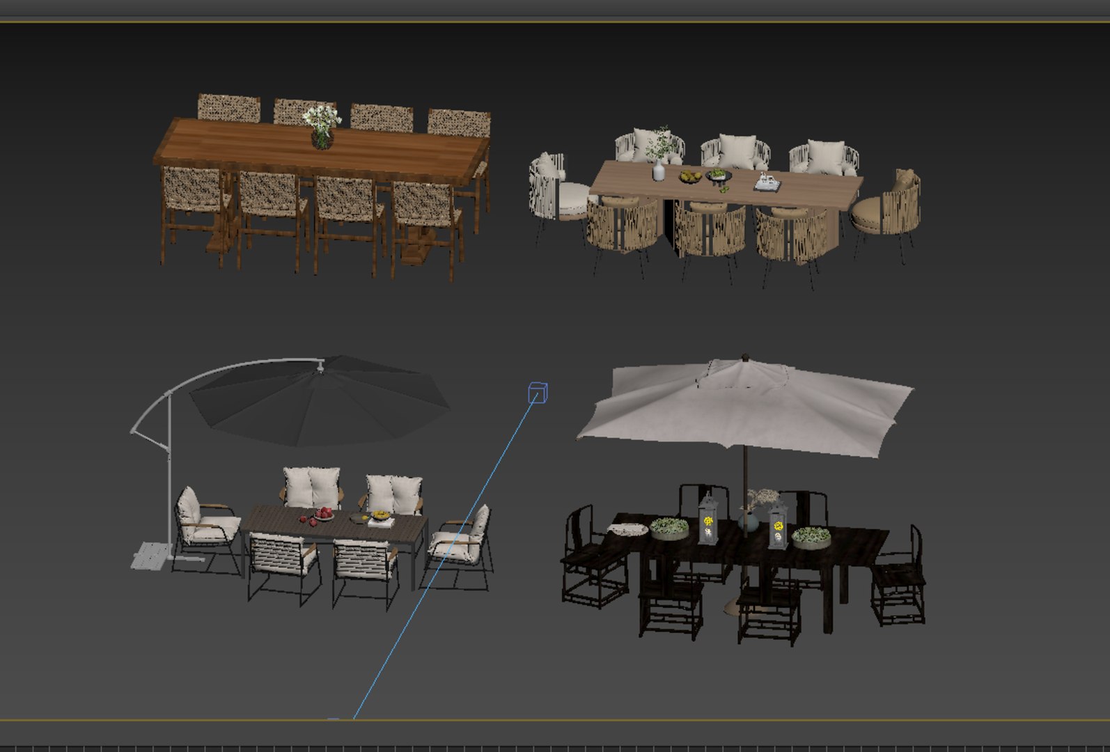 3D Camping Patio Furniture Outdoor Table Chair Beach Umbrella ...