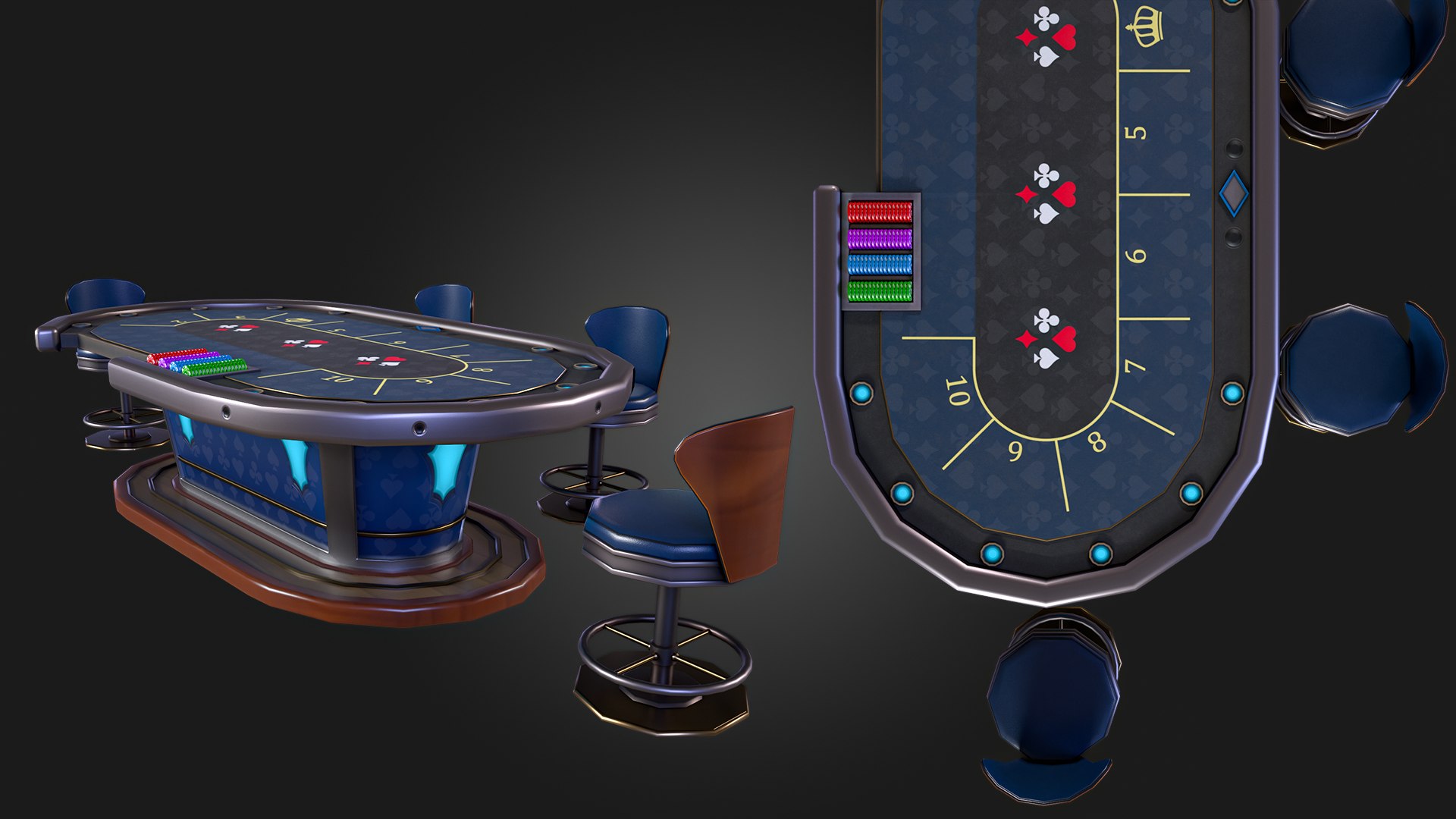 Blackjack Table 3D Model - TurboSquid 2223146