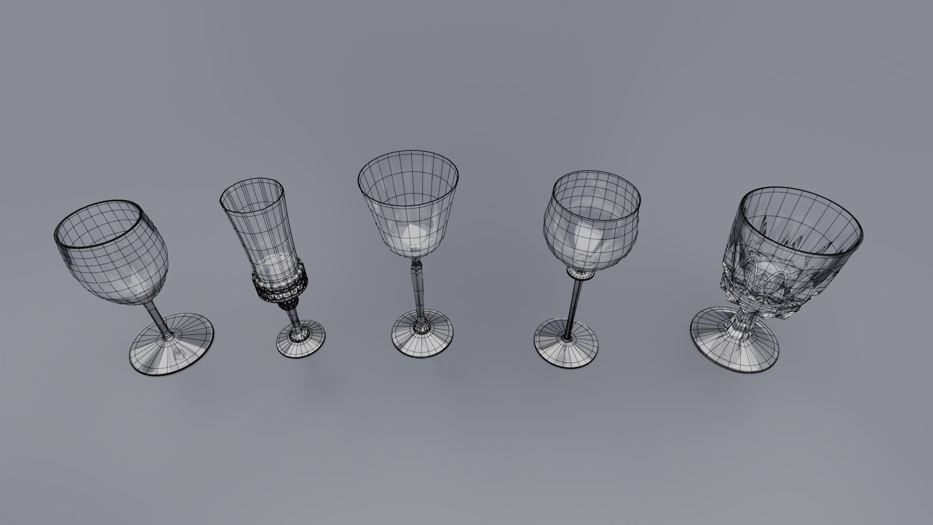 3d Wine Glass Pack Model Turbosquid 2178304