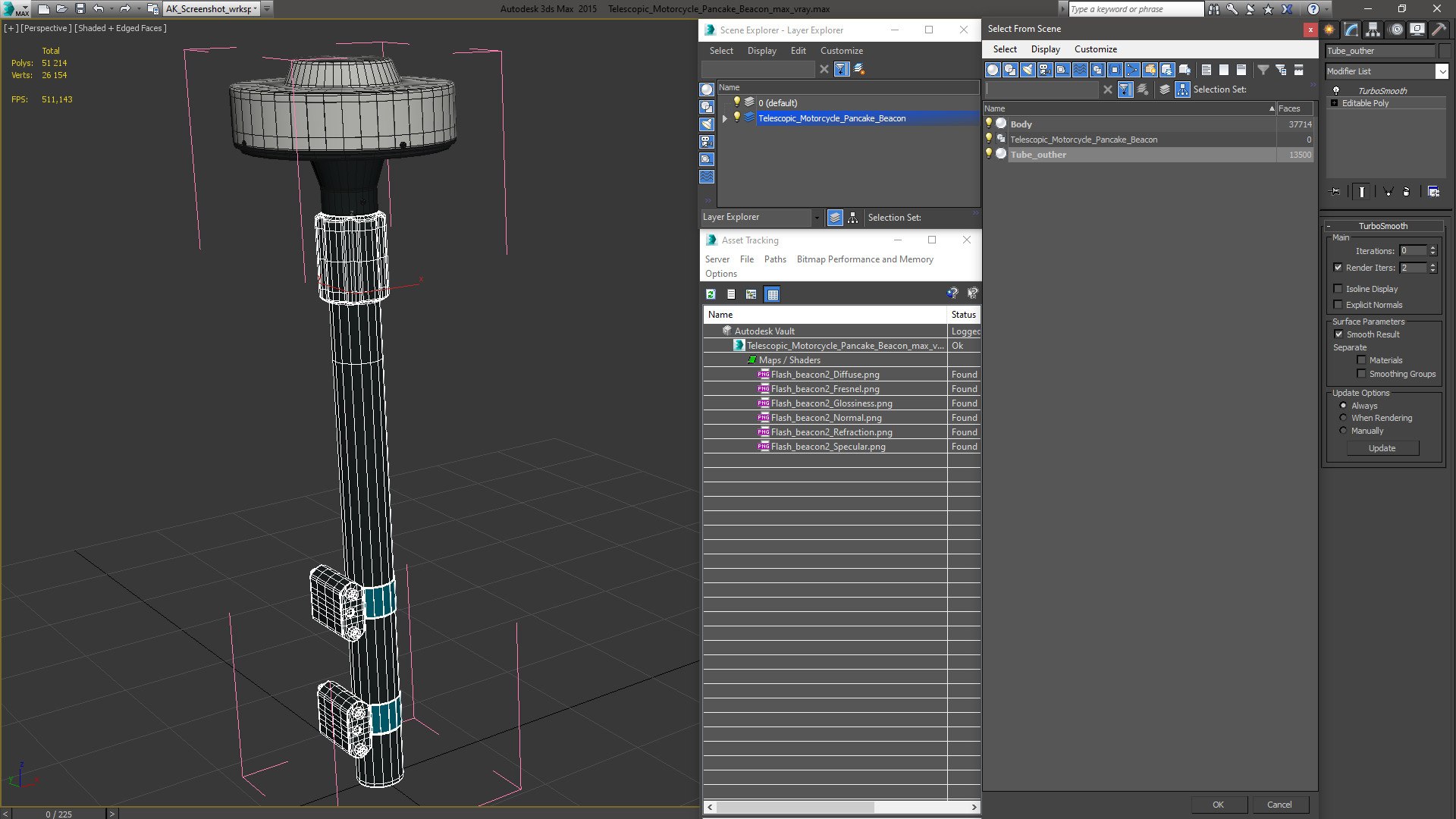Telescopic Motorcycle Pancake Beacon 3D Model - TurboSquid 1875659