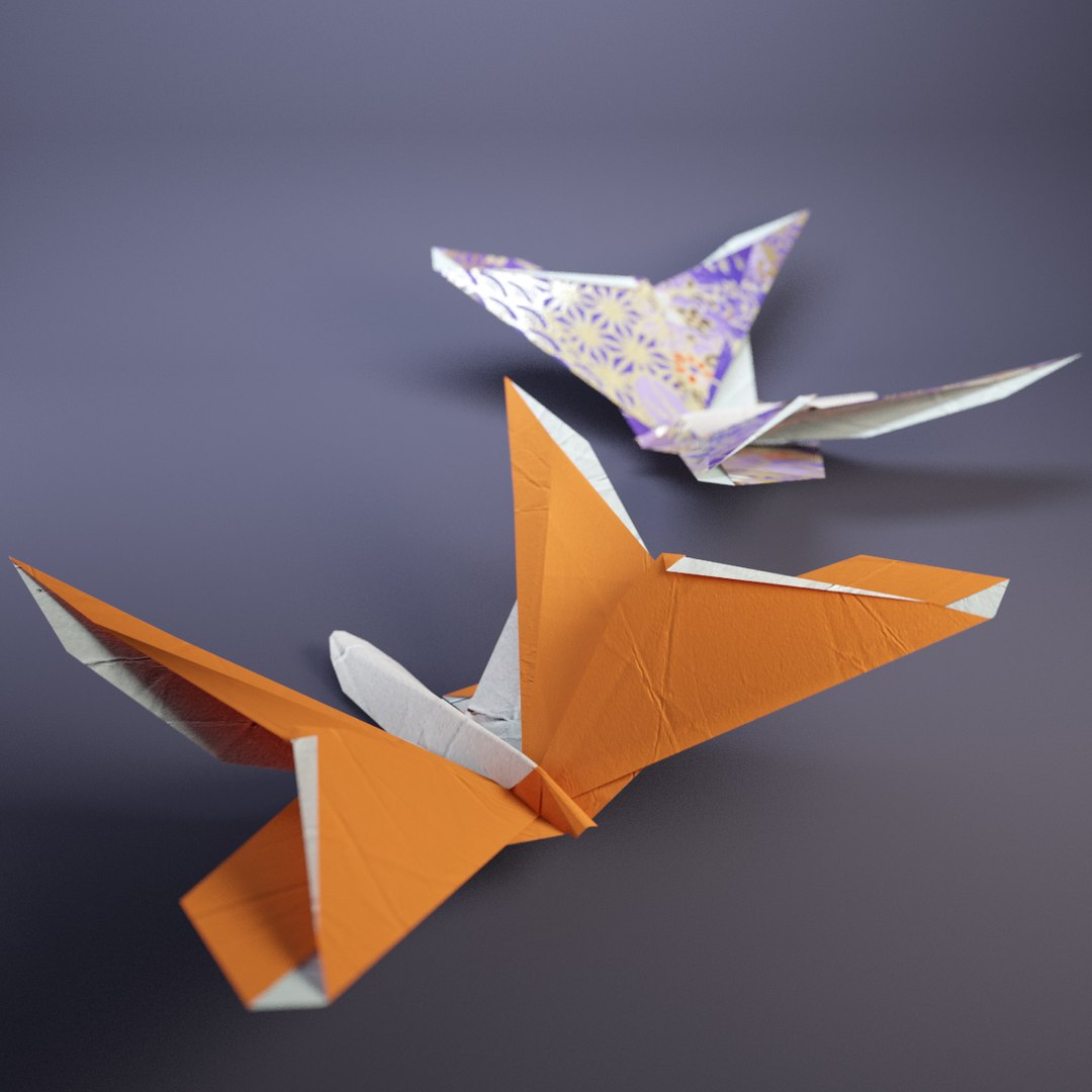 3d Origami Rigged Butterfly