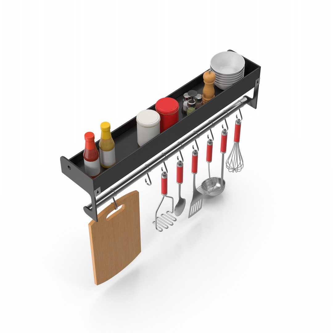 Kitchen Rack Set 3D Model - TurboSquid 2057200