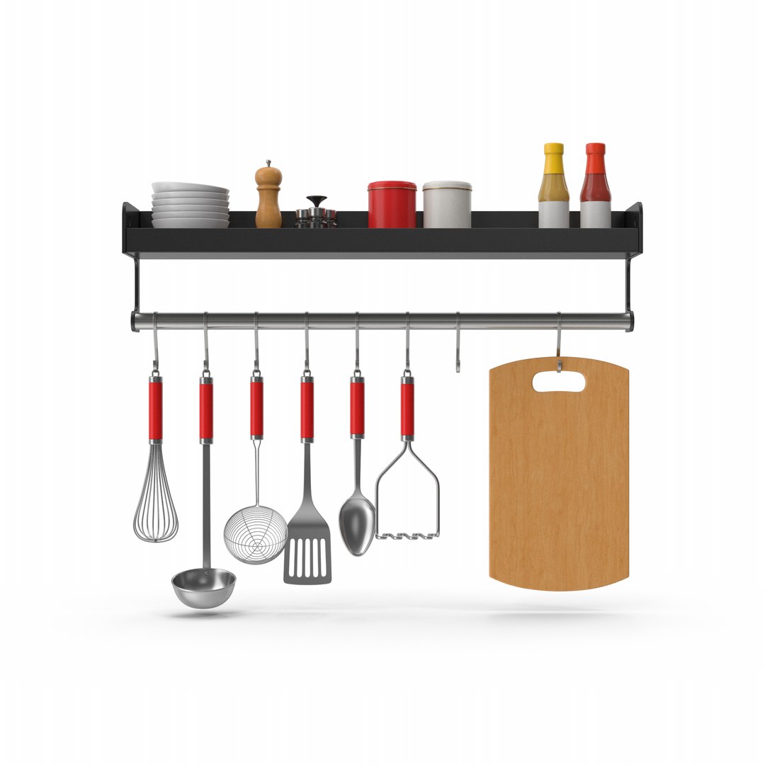 Kitchen Rack Set 3D Model - TurboSquid 2057200