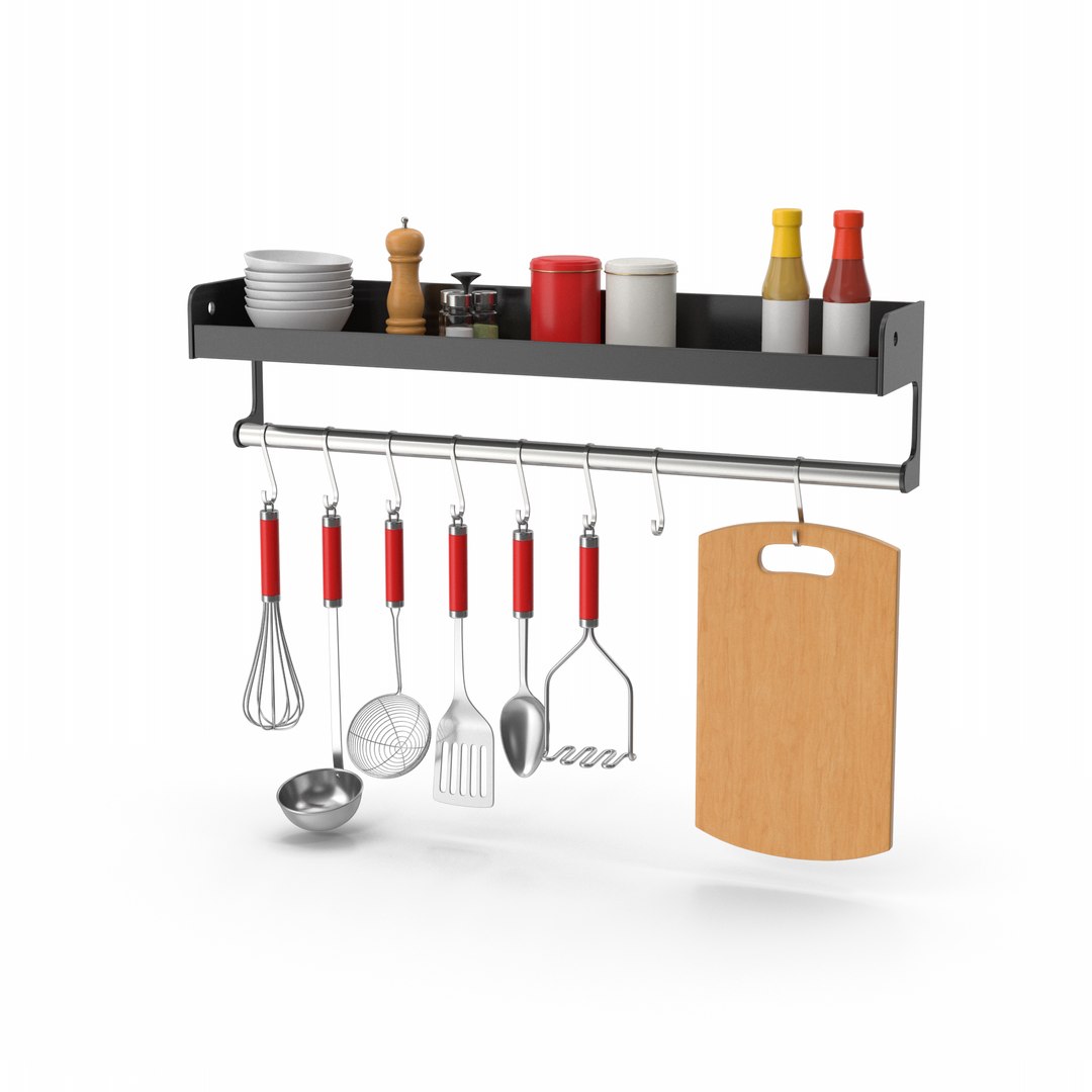 Kitchen Rack Set 3D Model - TurboSquid 2057200