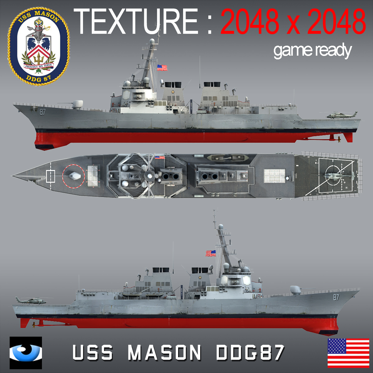 uss mason ddg-87 dd 3d max