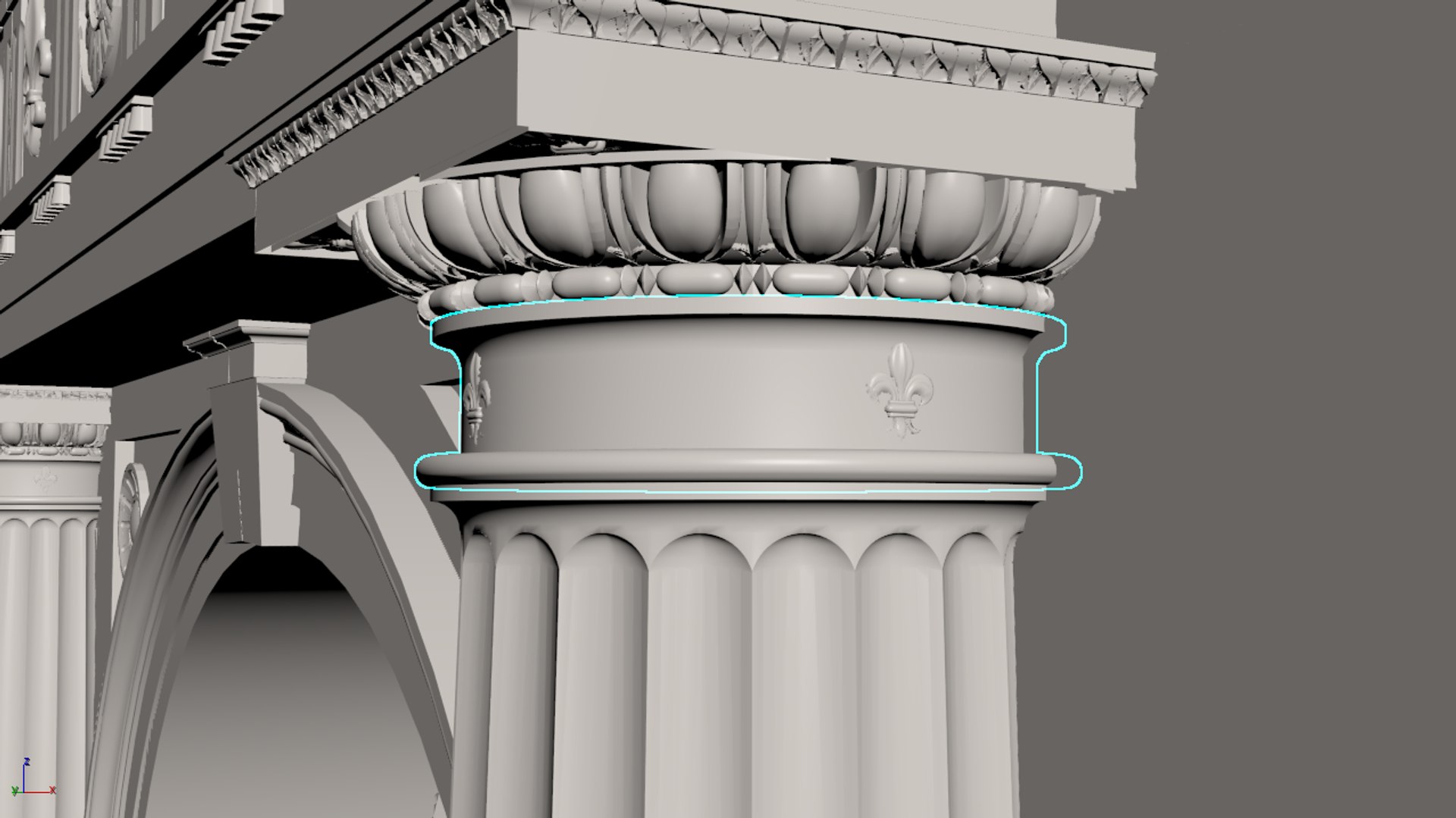 Arched Portico In Doric Mutulary Order 3 4 Column Gazebo 3D Model ...