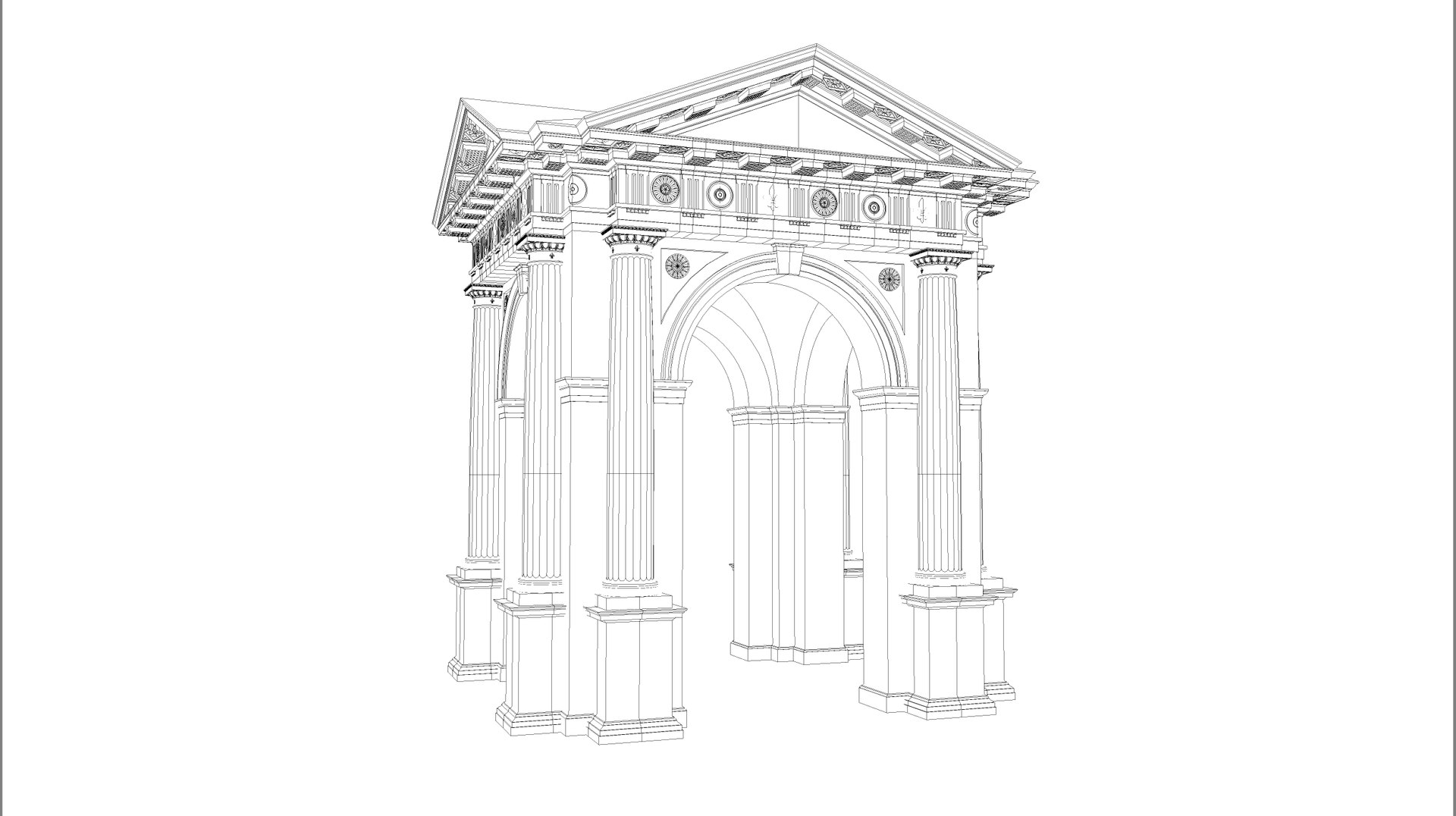 Arched Portico In Doric Mutulary Order 3 4 Column Gazebo 3D Model ...
