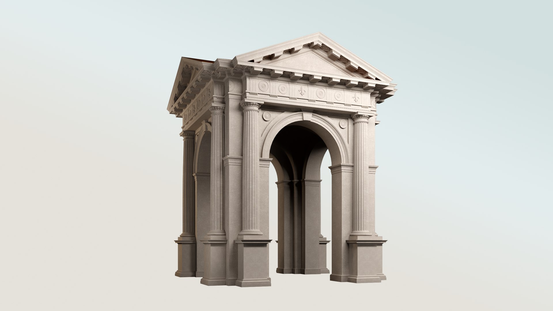 Arched Portico In Doric Mutulary Order 3 4 Column Gazebo 3D Model ...