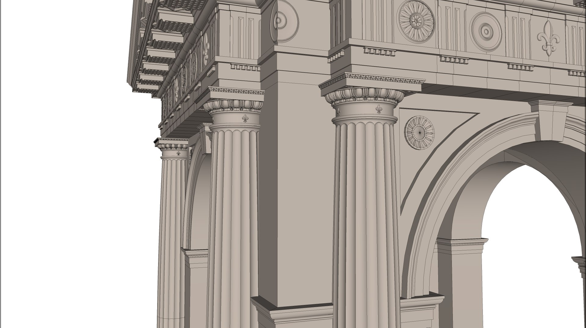 Arched Portico In Doric Mutulary Order 3 4 Column Gazebo 3D Model ...