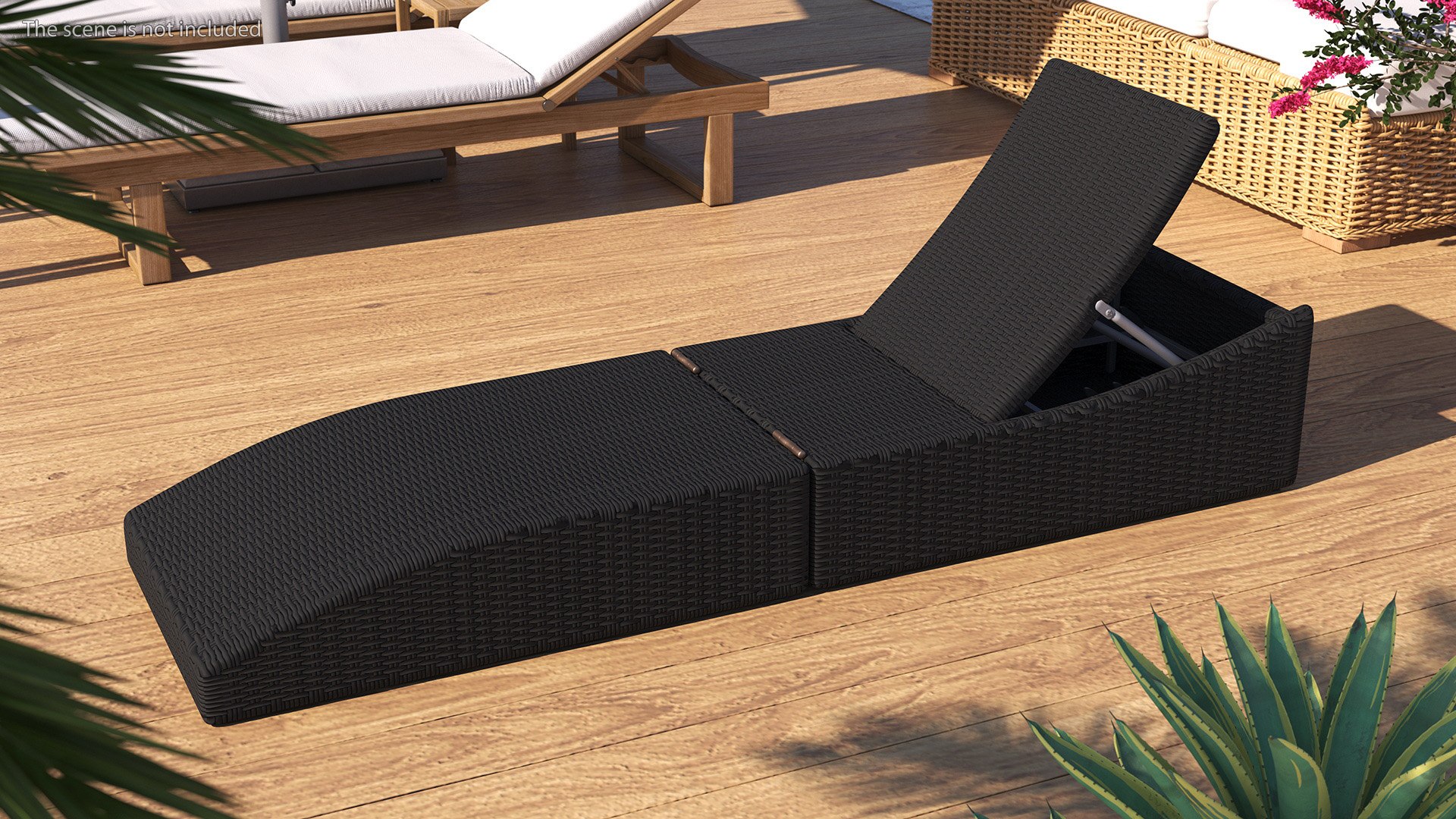 3D Designer Pool Lounge Chair Black Blue Rigged For Maya Model ...