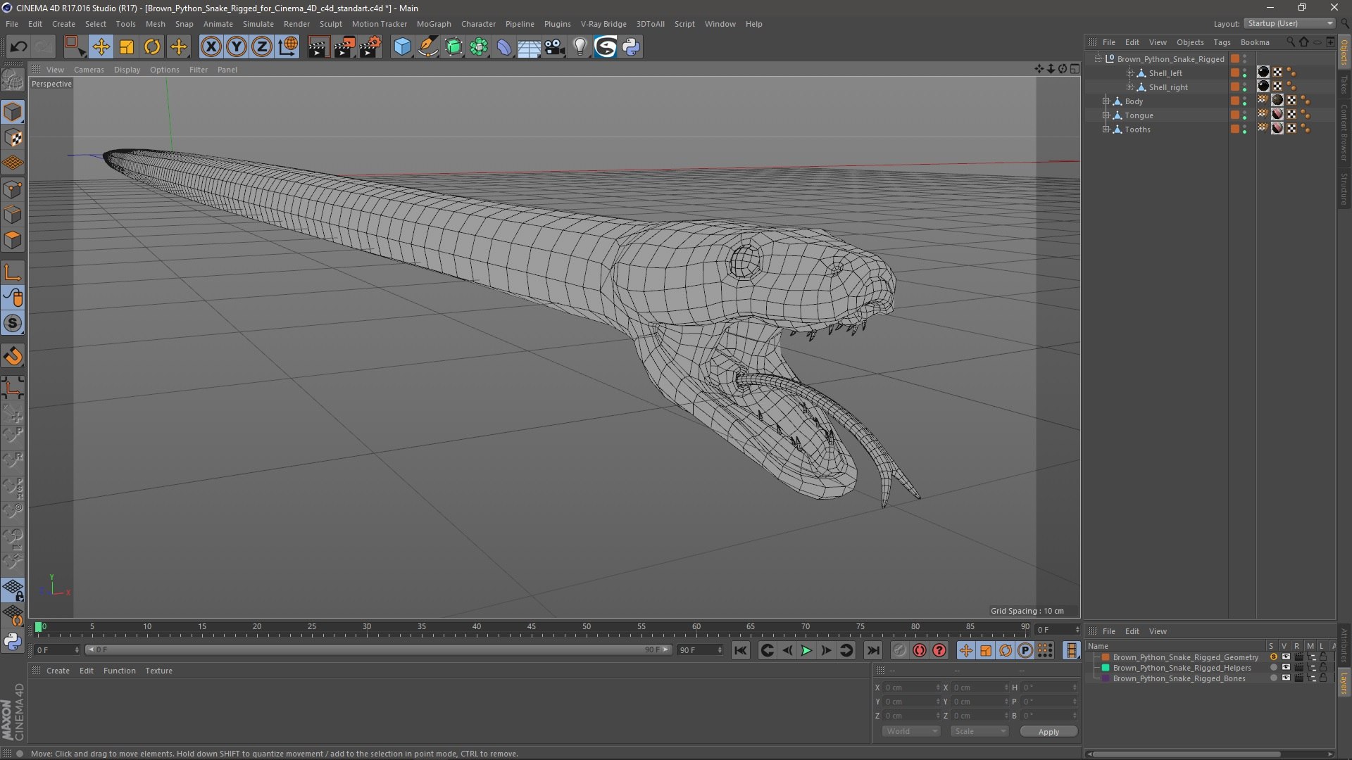Brown Python Snake Rigged For Cinema 4D 3D - TurboSquid 2212350