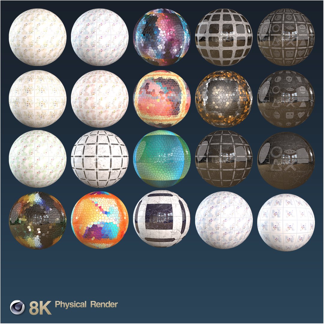 3D 20 Texture PBR 8K Floor Tiles C4D Physical Render - TurboSquid 1837780