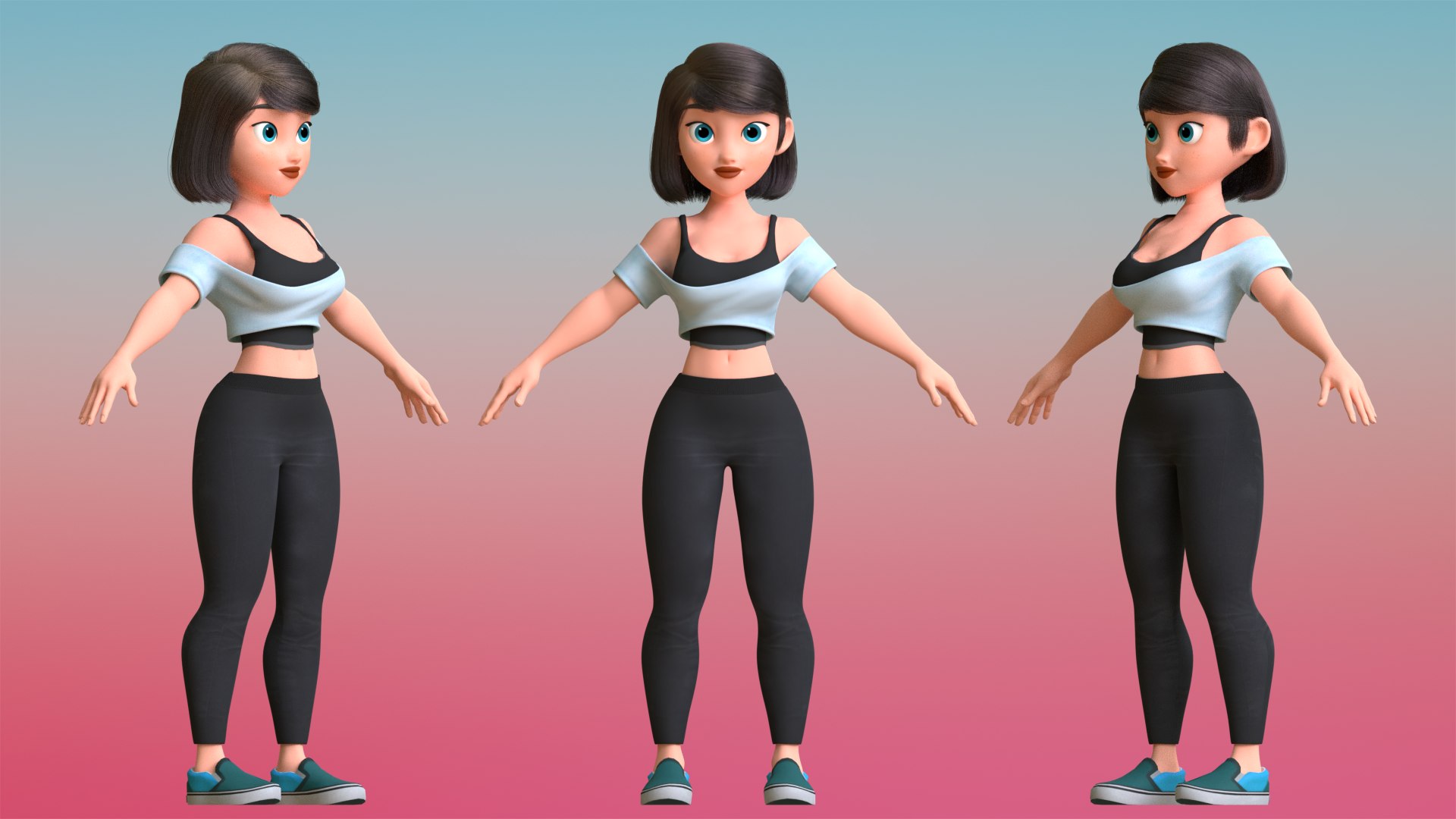Jade Girl Cartoon Character Model - TurboSquid 1691841