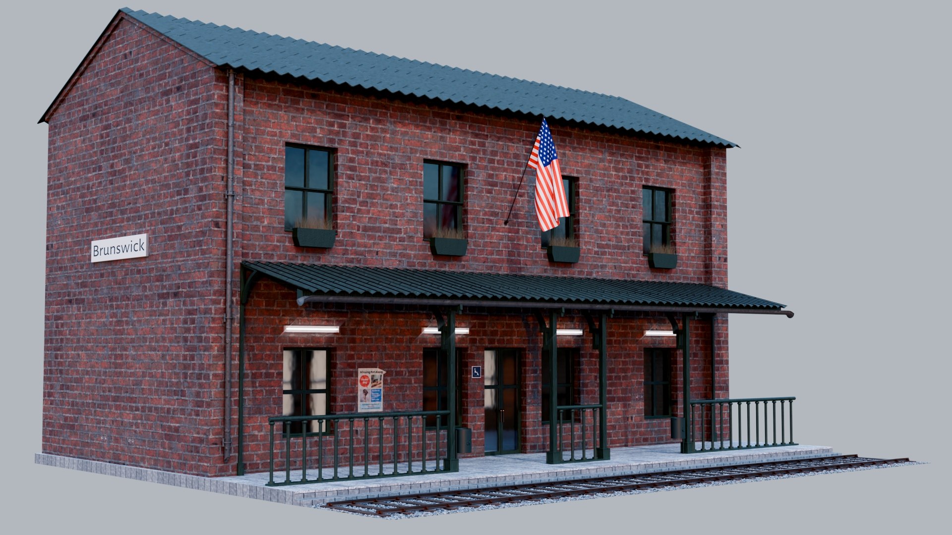3D Countryside American Train Station Model - TurboSquid 2317406